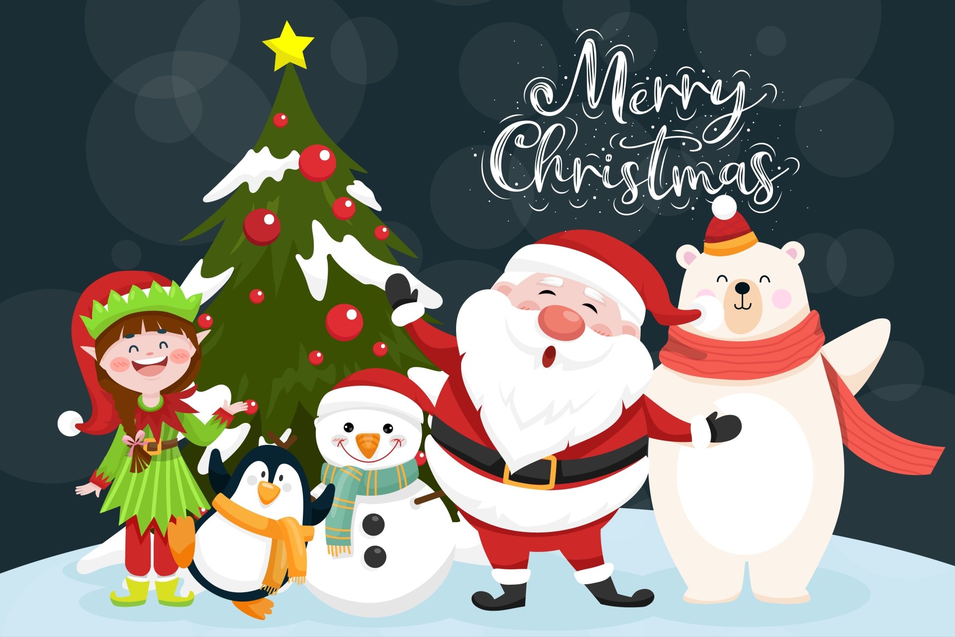 Merry Christmas Cheer: Santa & Friends 4K Ultra HD Holiday Wallpaper