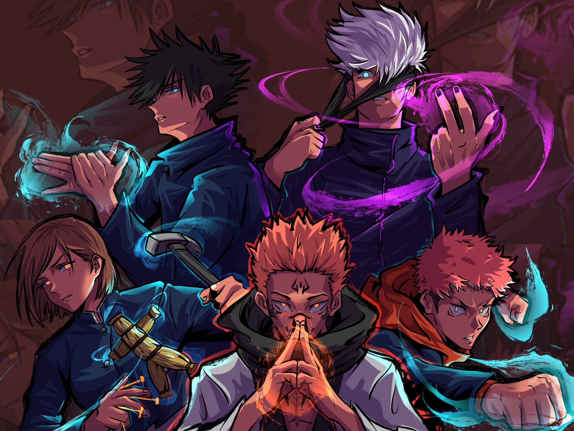 Jujutsu Kaisen HD Wallpaper Gojo Itadori Fushiguro Kugisaki United Jujutsu Kaisen HD Wallpaper Gojo Itadori Fushiguro Kugisaki United