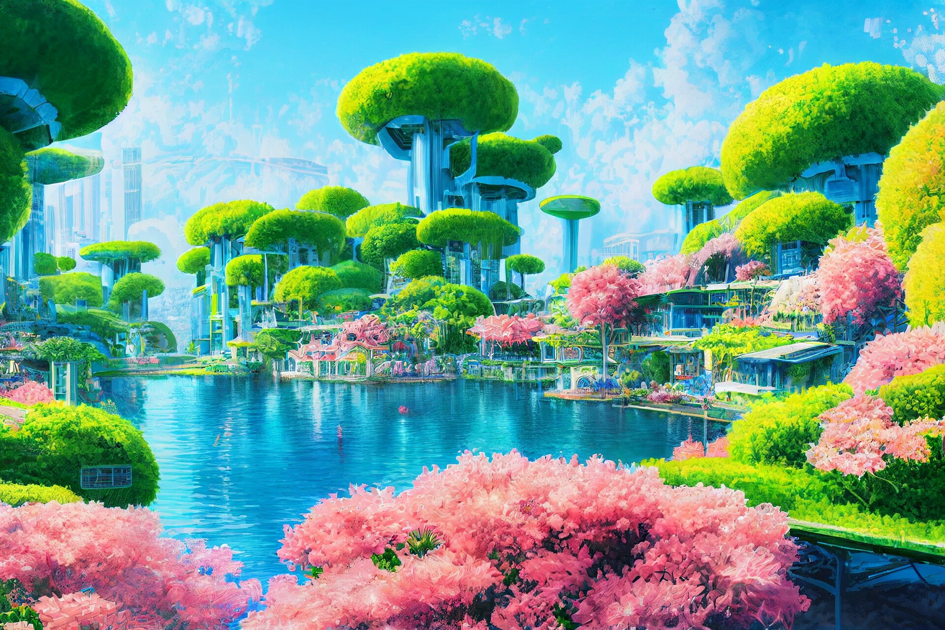 Futuristic Eden: Sci-Fi City HD Wallpaper by Mintflavor | 1920x1280 ...