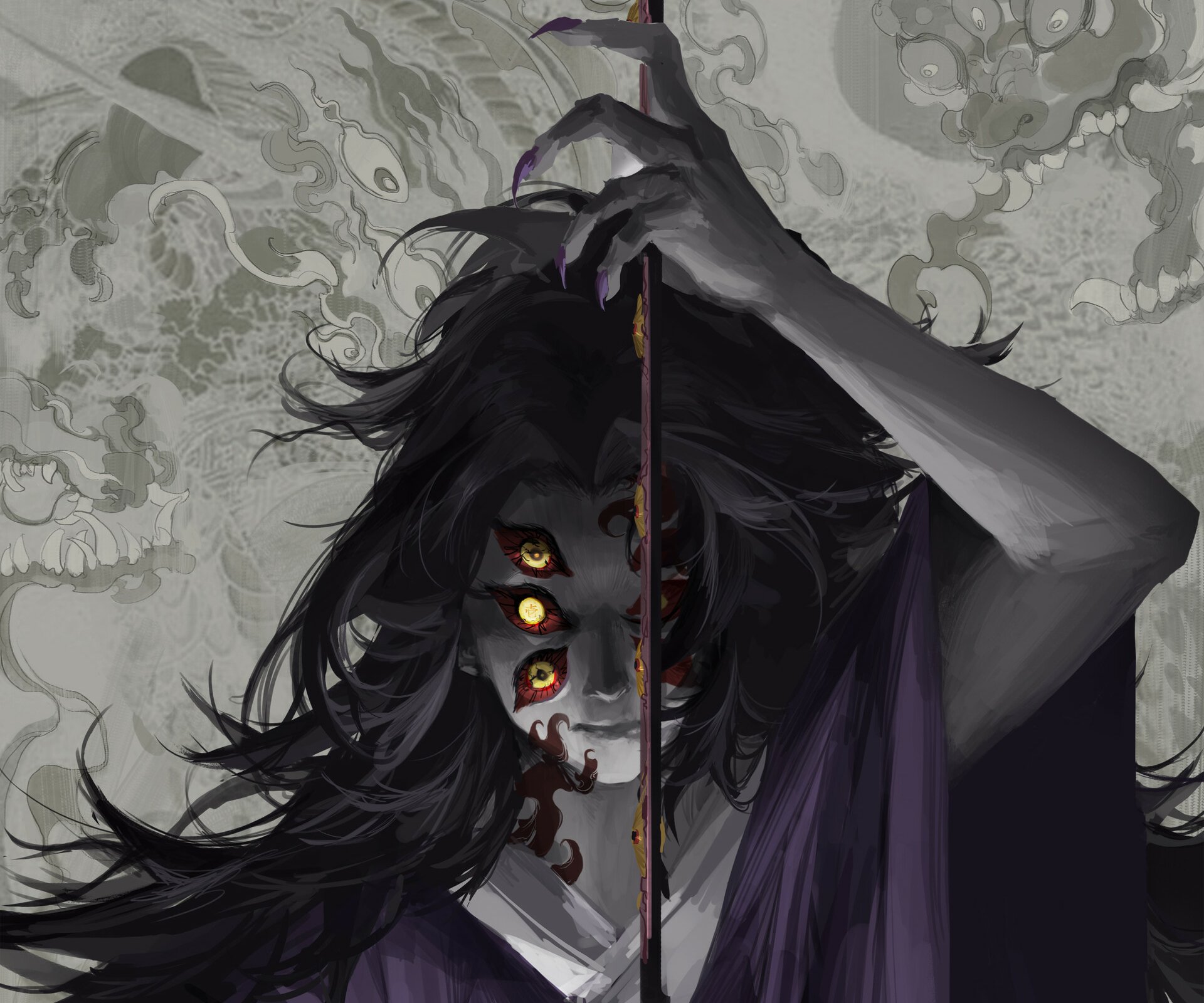 Kokushibo Unleashed: HD Demon Slayer Anime Wallpaper Magic by 鑫ZAI007