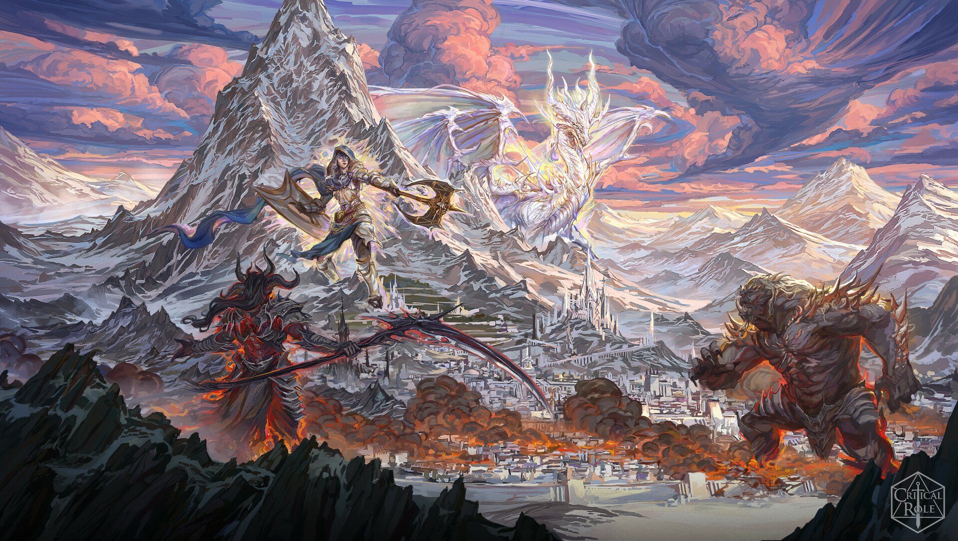 Epic Fantasy Giants Clash | Stunning HD Wallpaper by Kent Davis