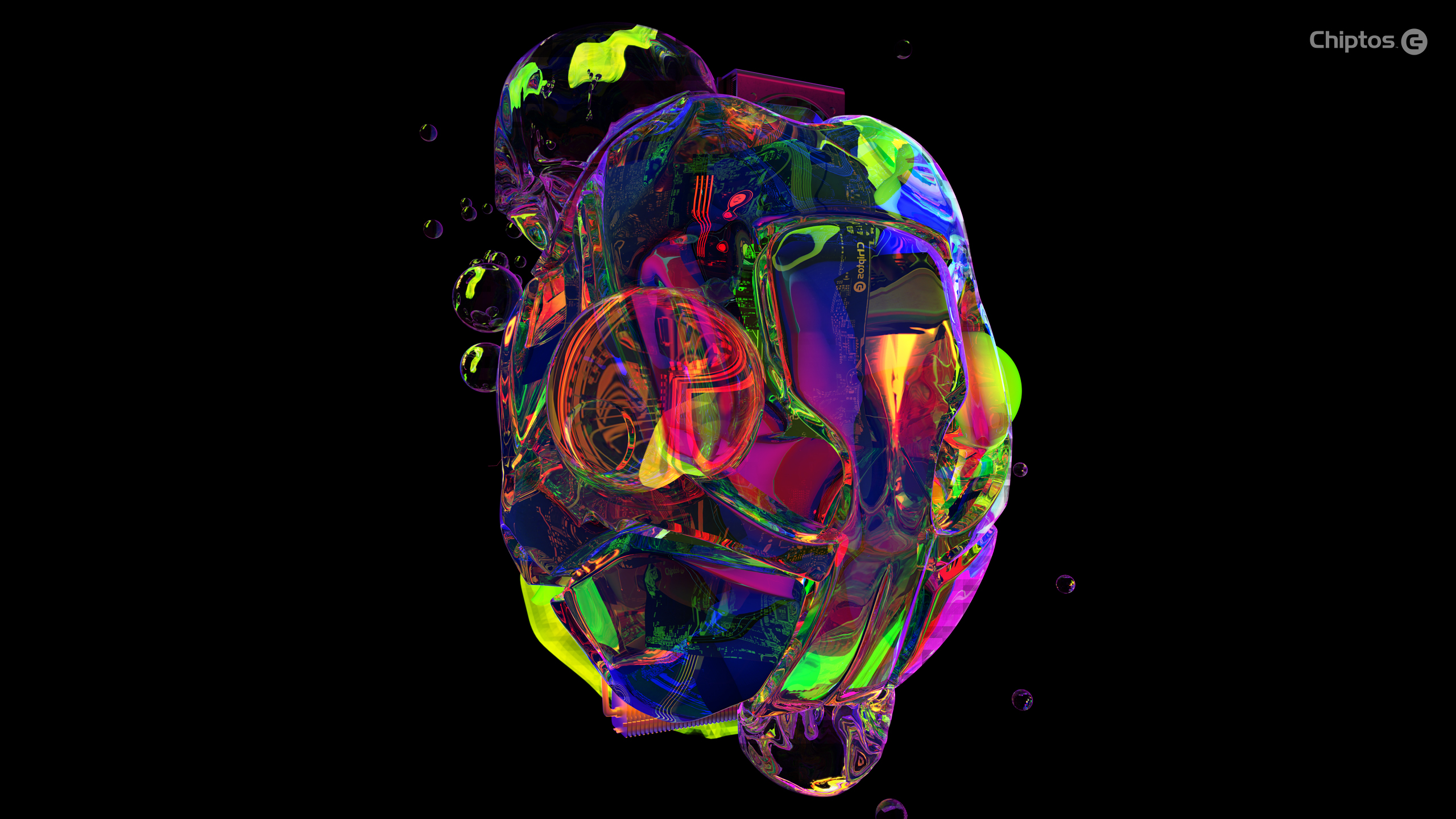 Chiptos X 4k Robot Psychedelic Computer PC Case NFT Wallpaper Glass ...