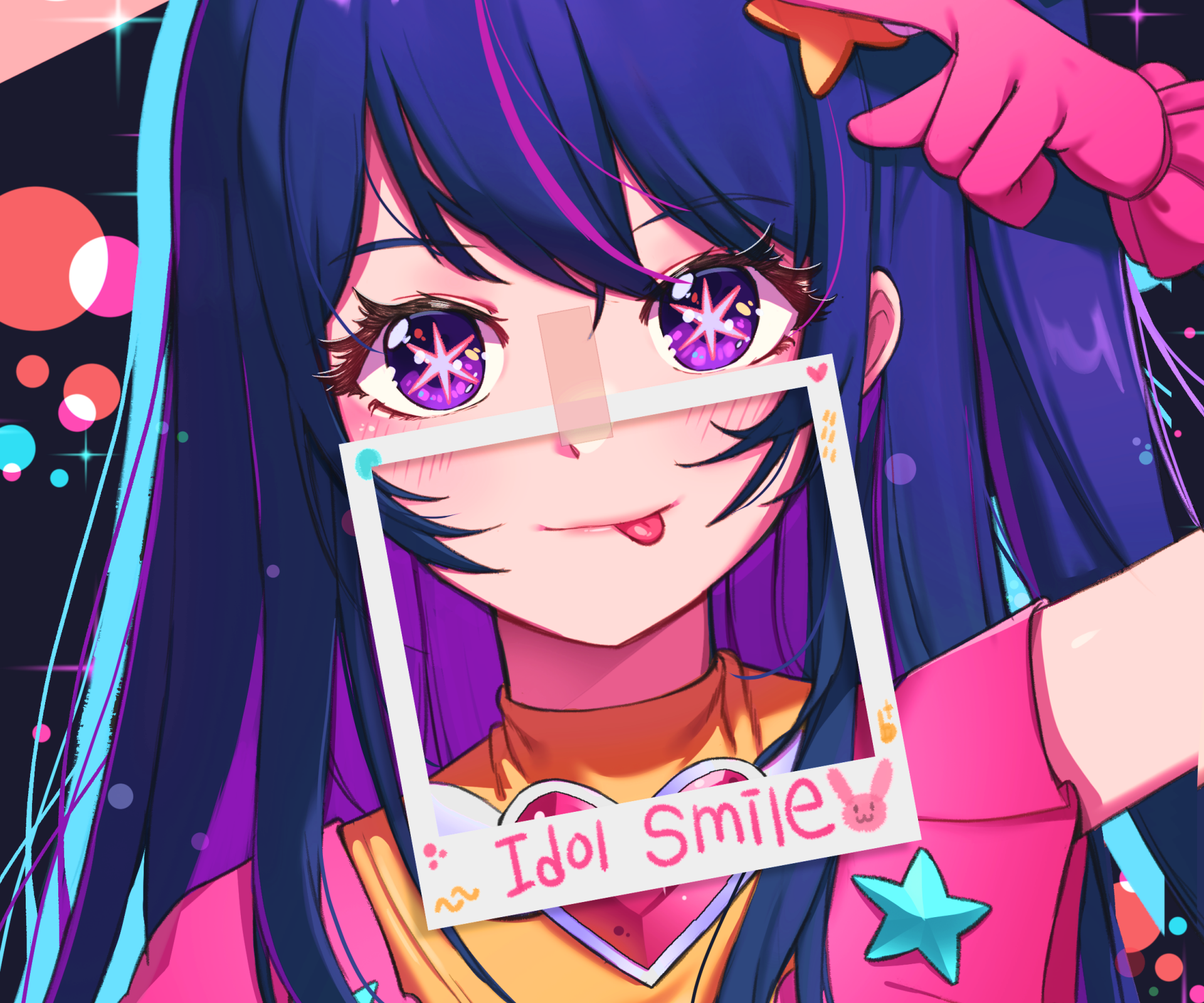 Ai Hoshino Anime Glow | Oshi no Ko HD Idol Smile Wallpaper by Kopeolgi