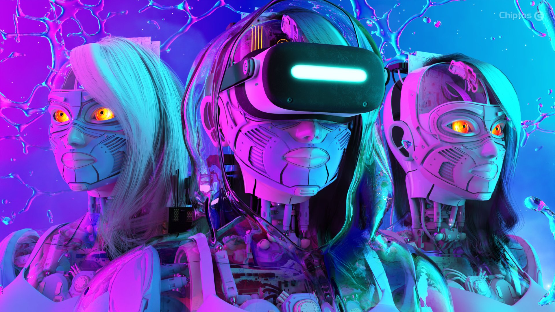 Chiptos X 3D Robot Girl Mirai Robot Woman 4K NFT Wallpaper Desktop ...