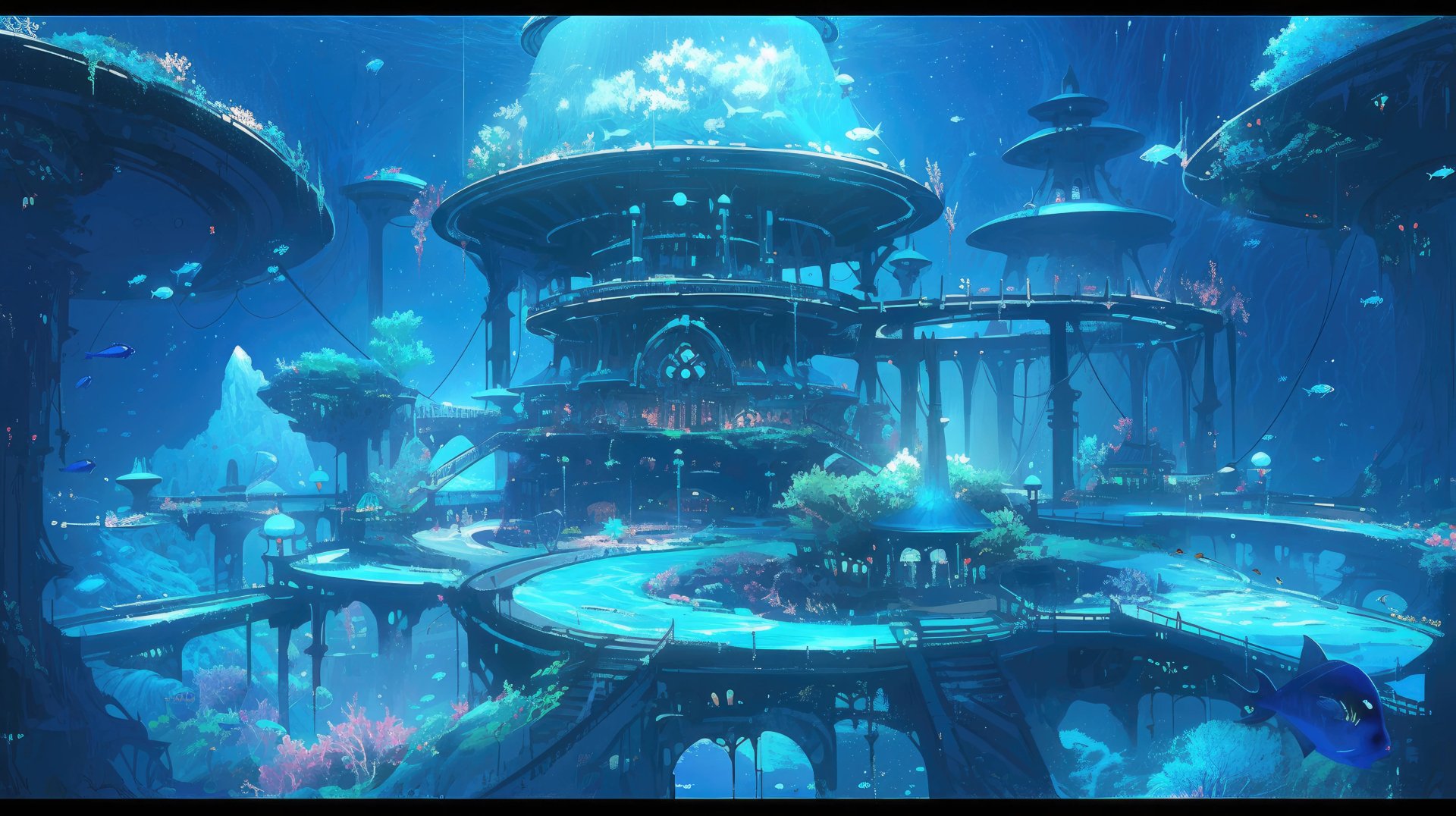 8K Ultra HD Anime Underwater Cityscape | Original AI Art by Tadokiari