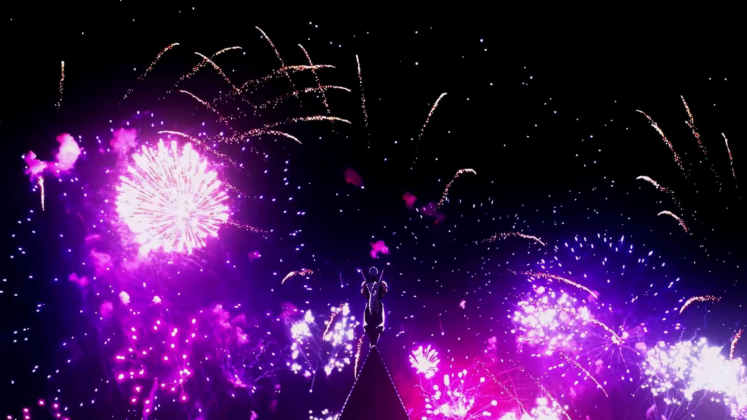 Demon Slayer HD Wallpaper: Epic Anime Fireworks Spectacle