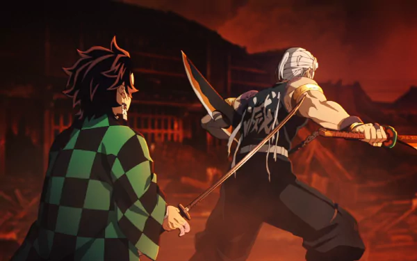 Demon Slayer HD Wallpaper: Tengen Uzui vs Gyutaro Epic Battle Scene