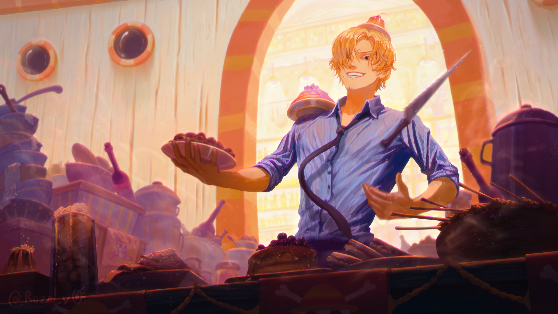Sanji in Action: Stunning 4K Ultra HD One Piece Anime Wallpaper by Razel_V0