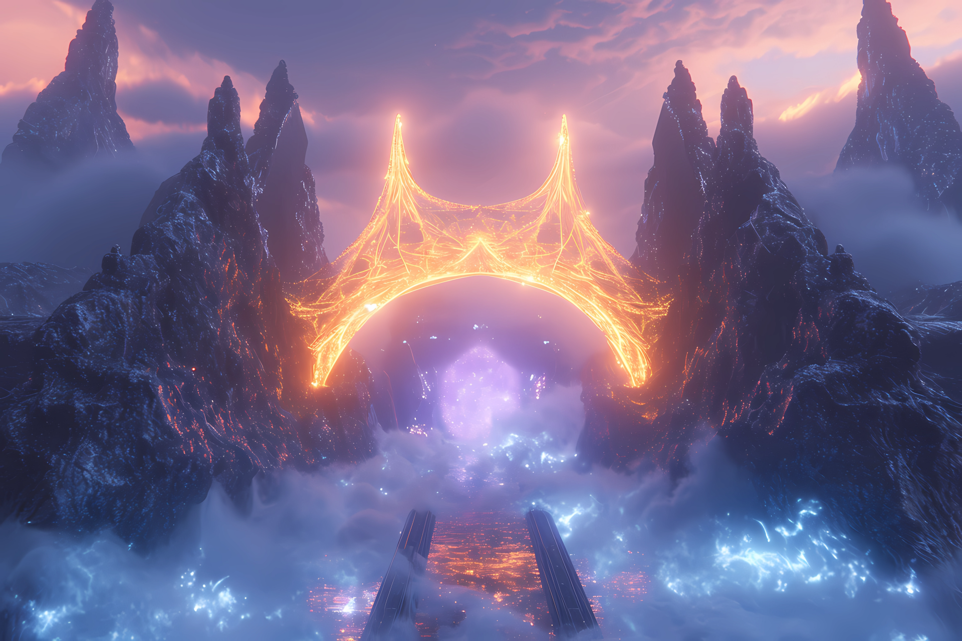 rocks and lights gateway portal scenery by michaldunaj | 5376x3584 ...