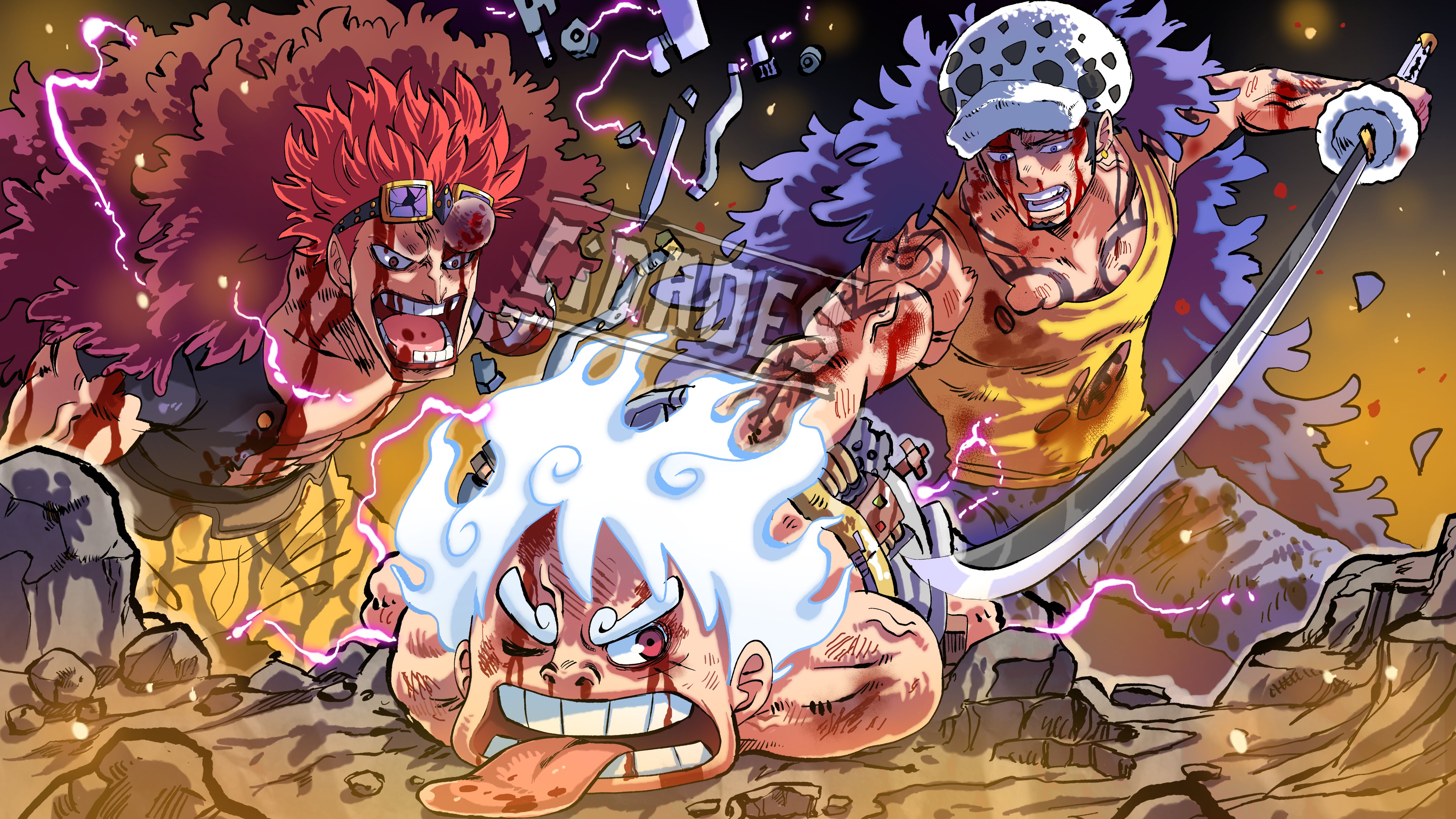 Download Anime One Piece Eustass Kid Monkey D. Luffy Trafalgar Law 4k ...