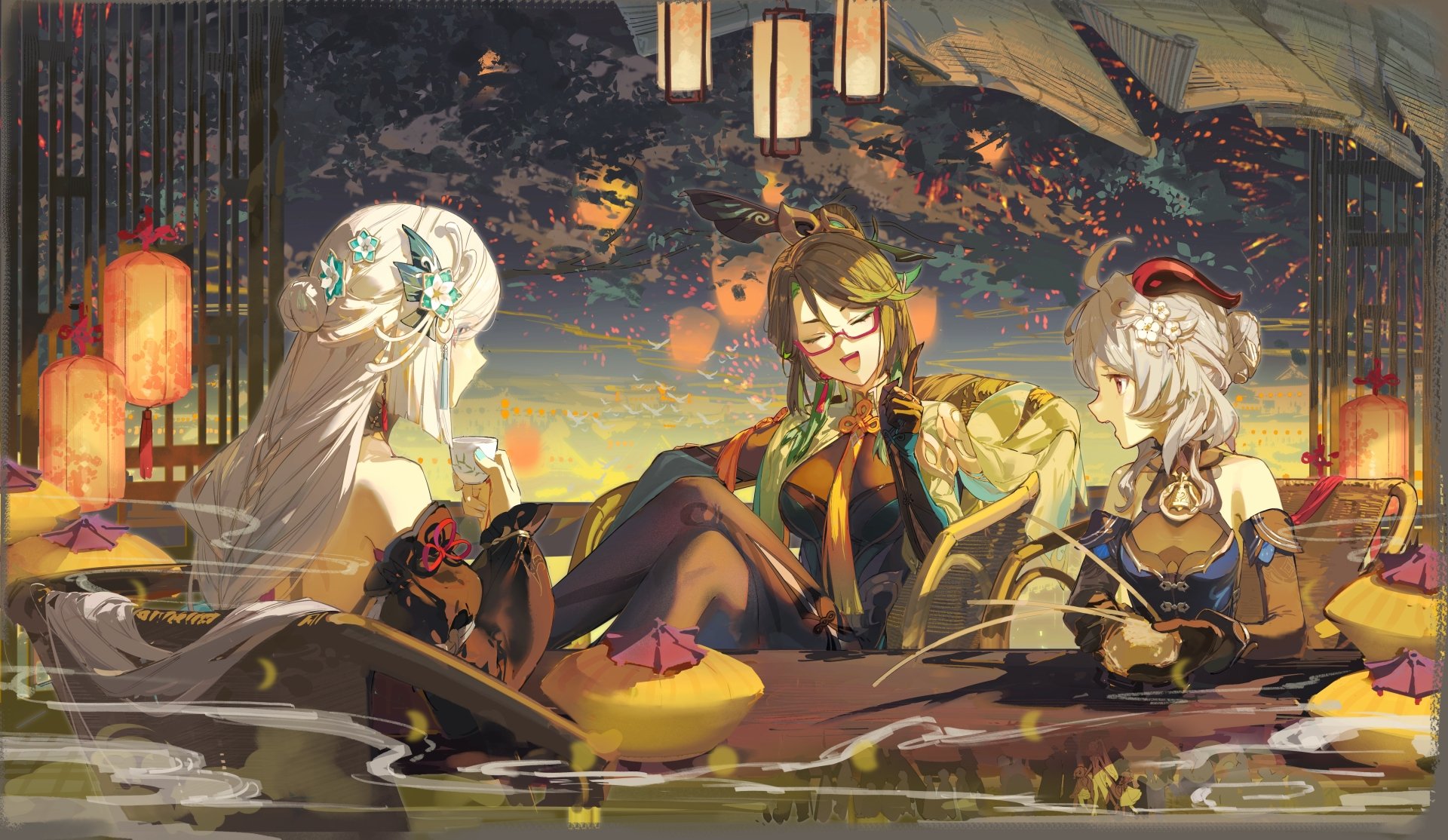 Genshin Impact 4K Ultra HD: Ganyu, Shenhe & Xianyun Enchanted Gathering ...