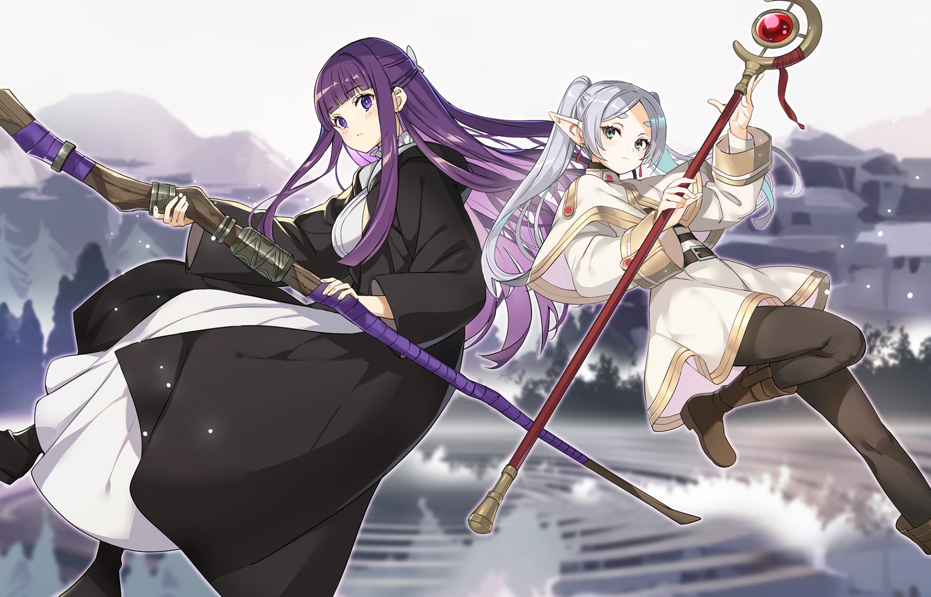 Frieren & Fern HD Anime Wallpaper – Beyond Journey’s End Adventure by nyoro