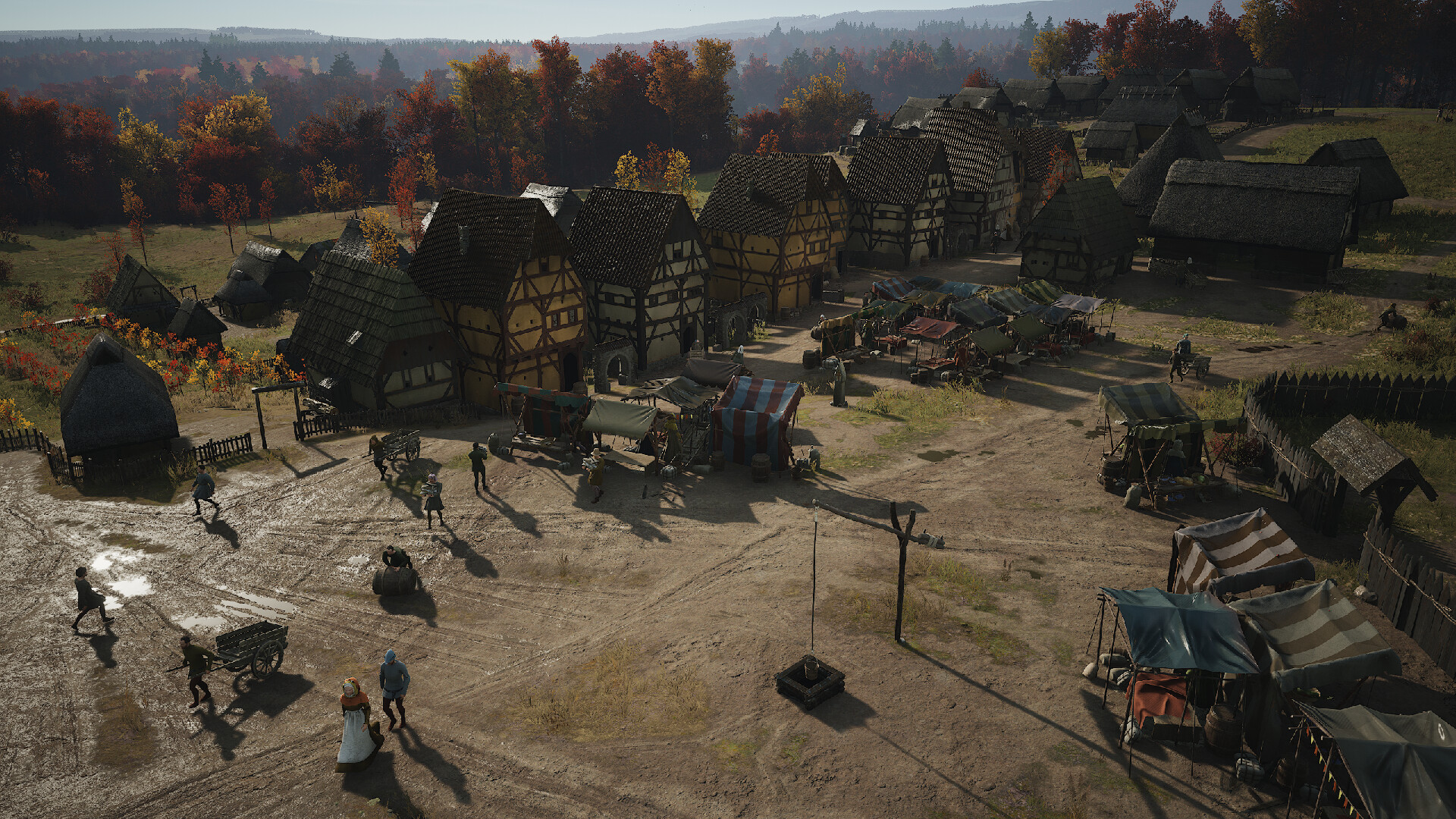 Manor Lords Village Scene HD Wallpaper