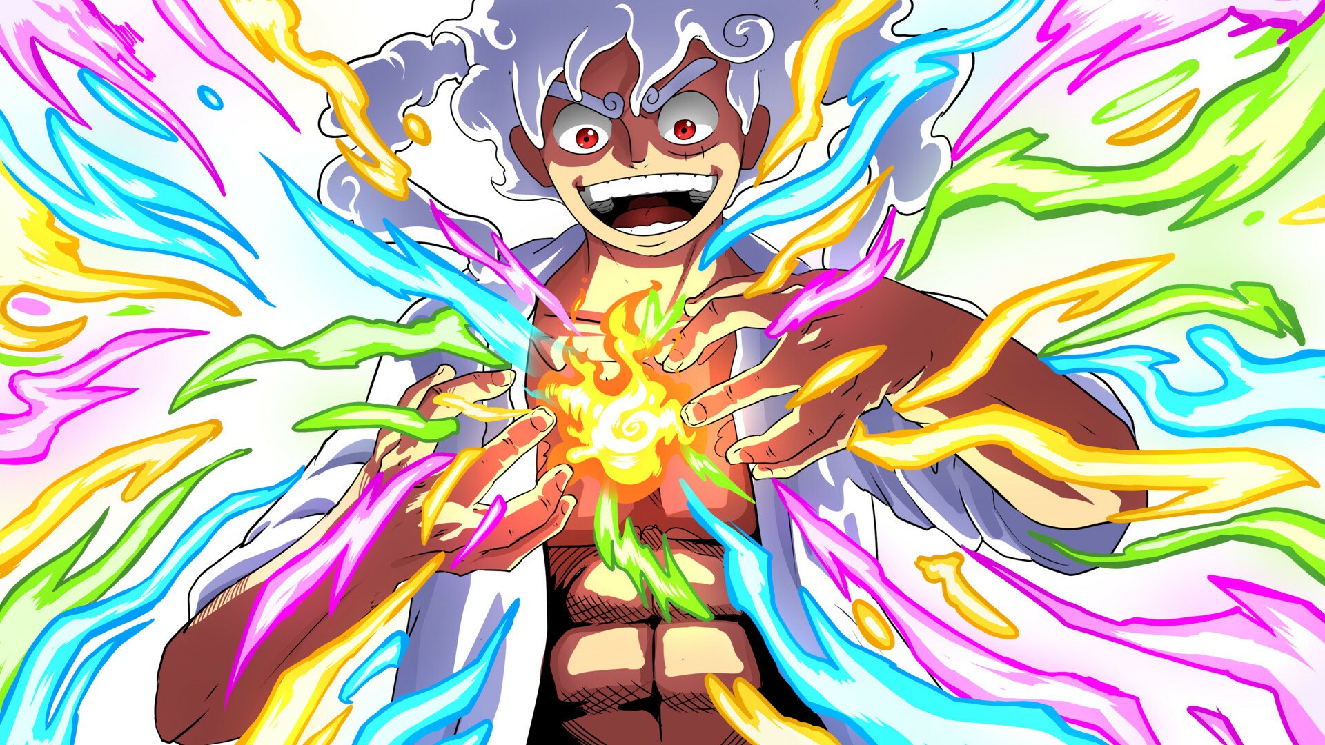 One Piece HD Wallpaper: Monkey D. Luffy Unleashing Gear 5 Power by Um ...