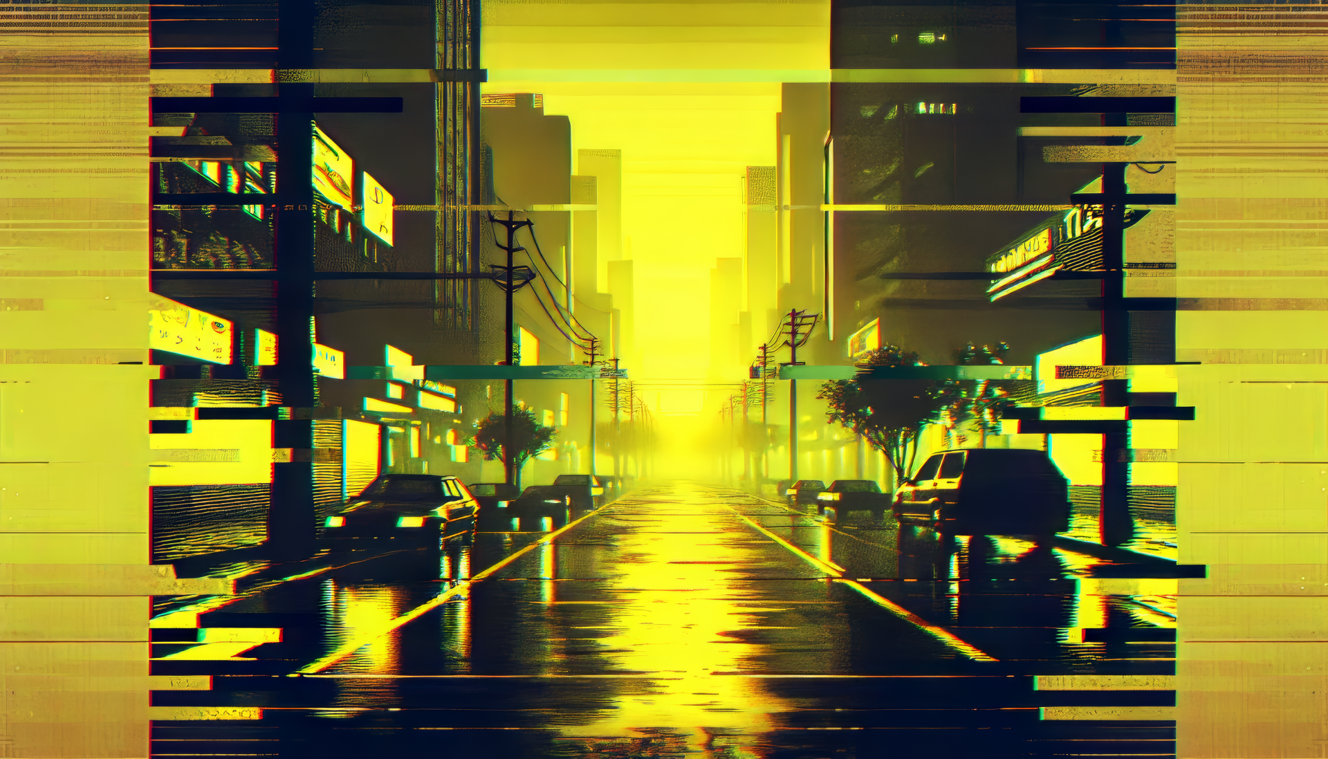 Urban Mirage: 4K Glitch Art Wallpaper by QuantumCurator