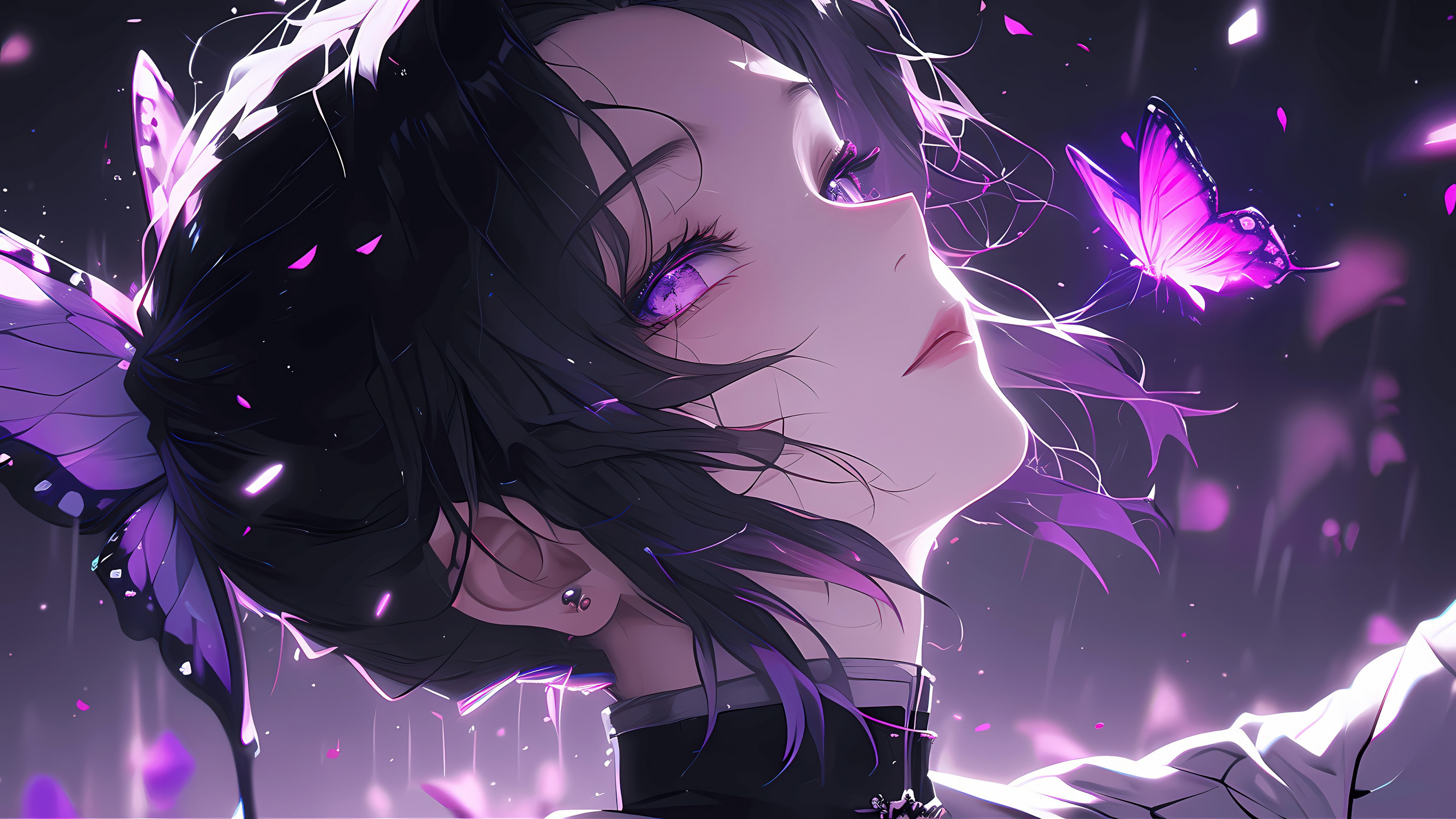 Shinobu Kochou Elegance – 4K Ultra HD Demon Slayer Wallpaper