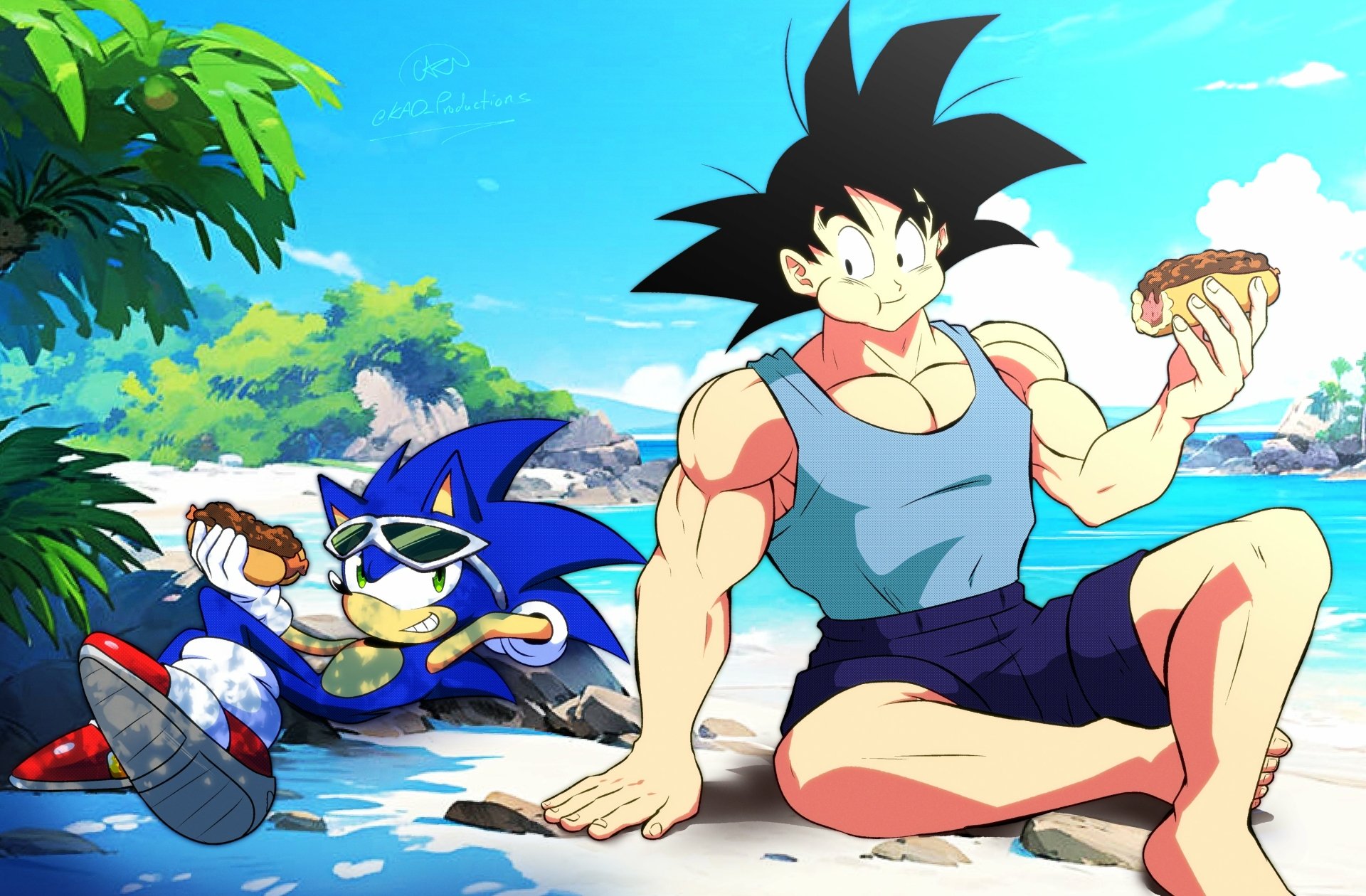 Epic 4K Ultra HD: Goku & Sonic Chillin’ Beachside Adventure by By @KAD ...