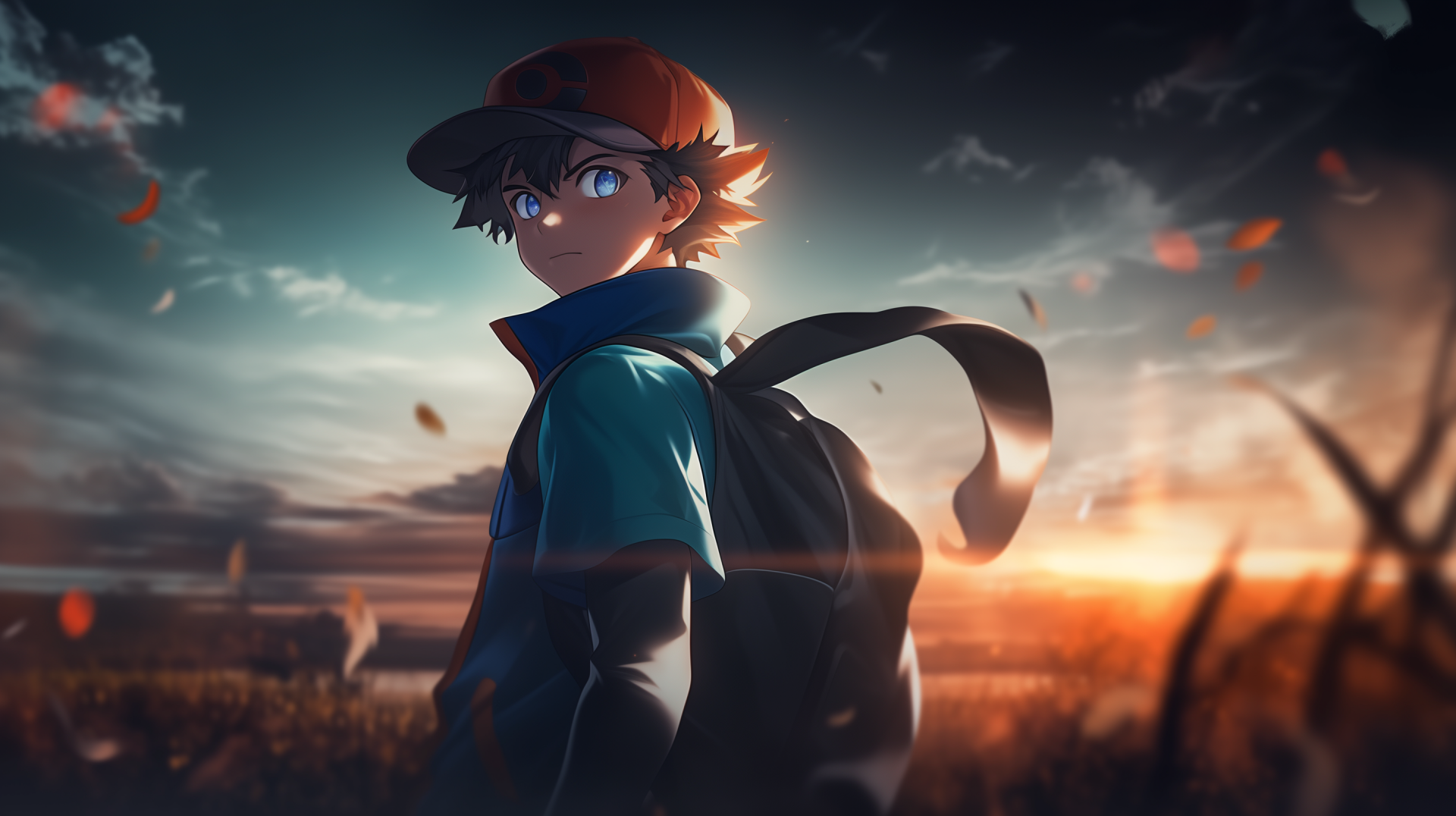 HD Wallpaper: Ash Ketchum at Sunset in Anime Style by patrika