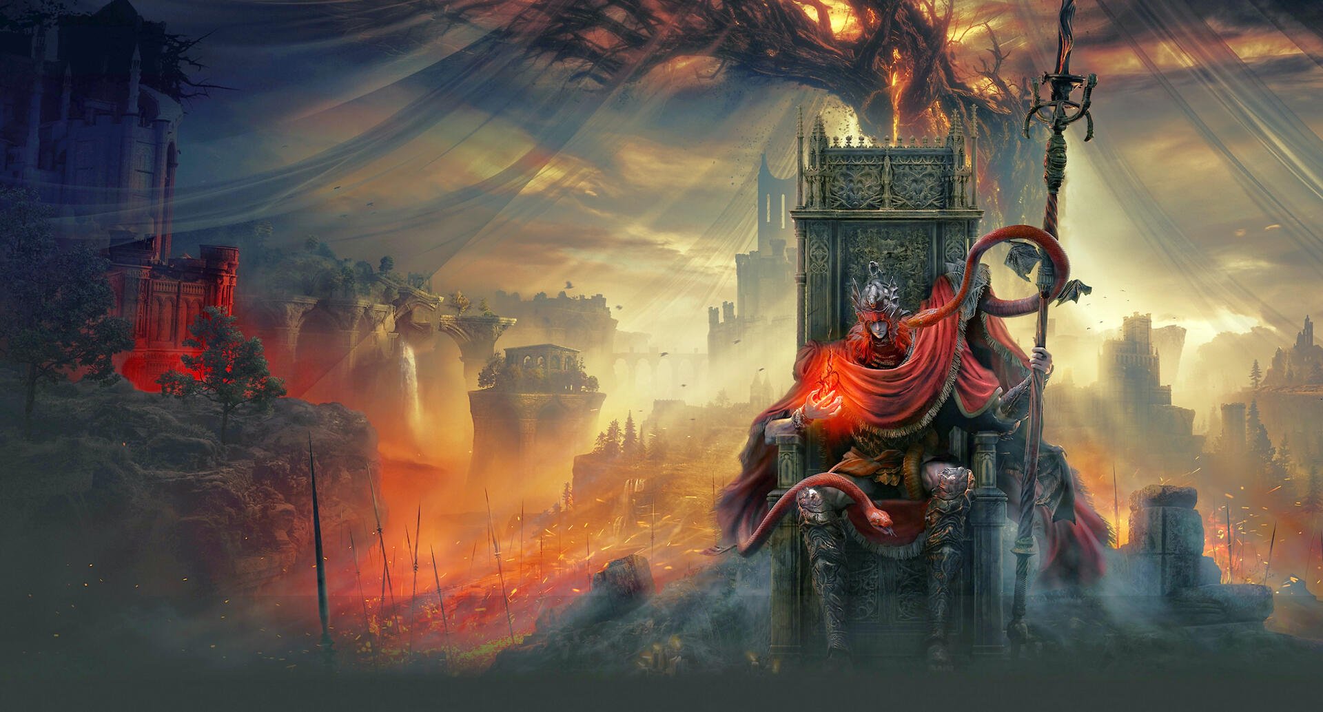 Elden Ring HD Wallpaper: Messmer the Impaler’s Fiery Throne