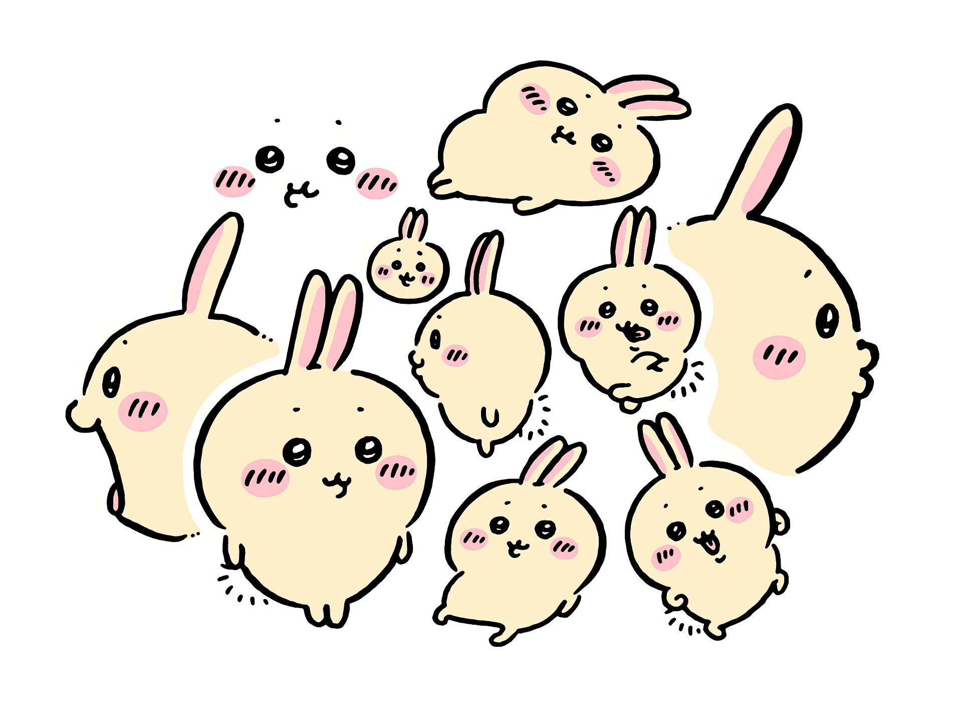 Charming Chiikawa HD Wallpaper: Adorable Anime Bunnies Collection
