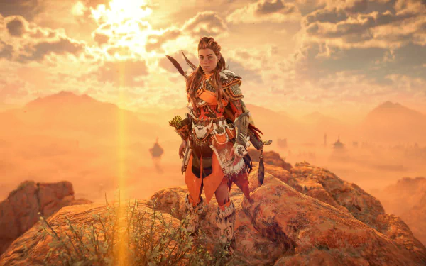 Aloy — Horizon 4K Ultra HD Wallpaper: Crimson Archer Silhouette by ...