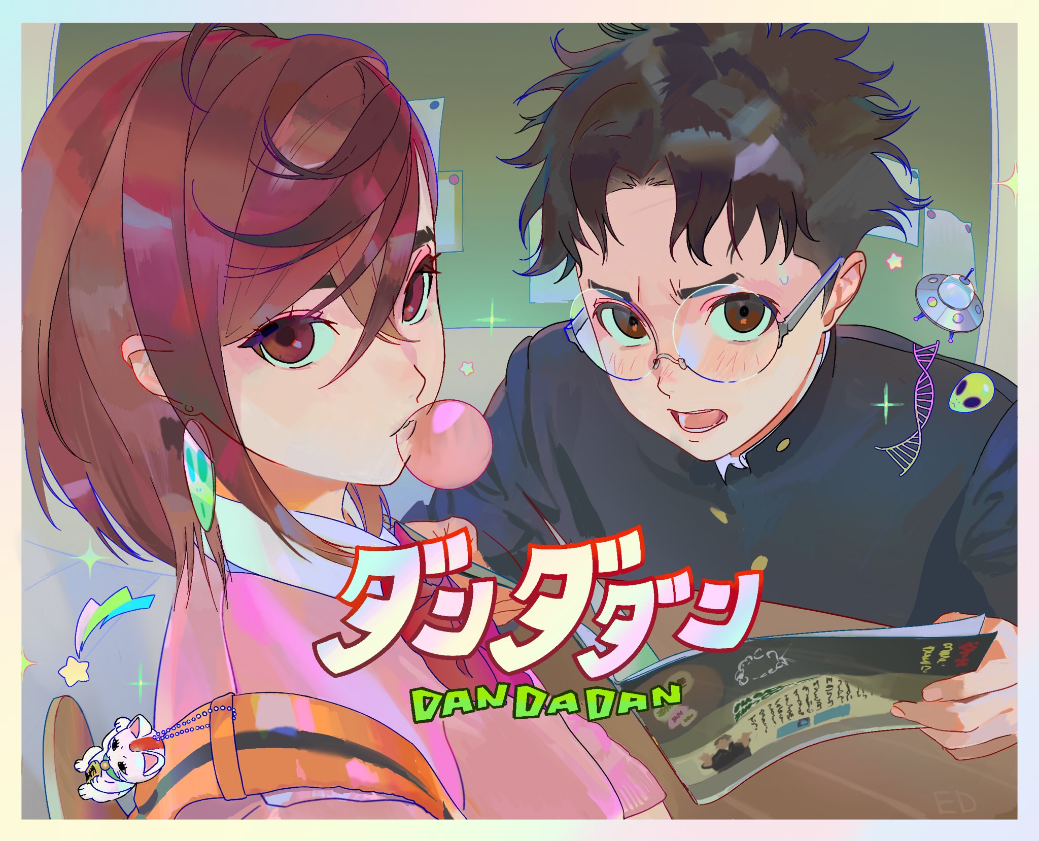 Dandadan HD Wallpaper: Ken Takakura & Momo Ayase Anime Magic by ed0401_