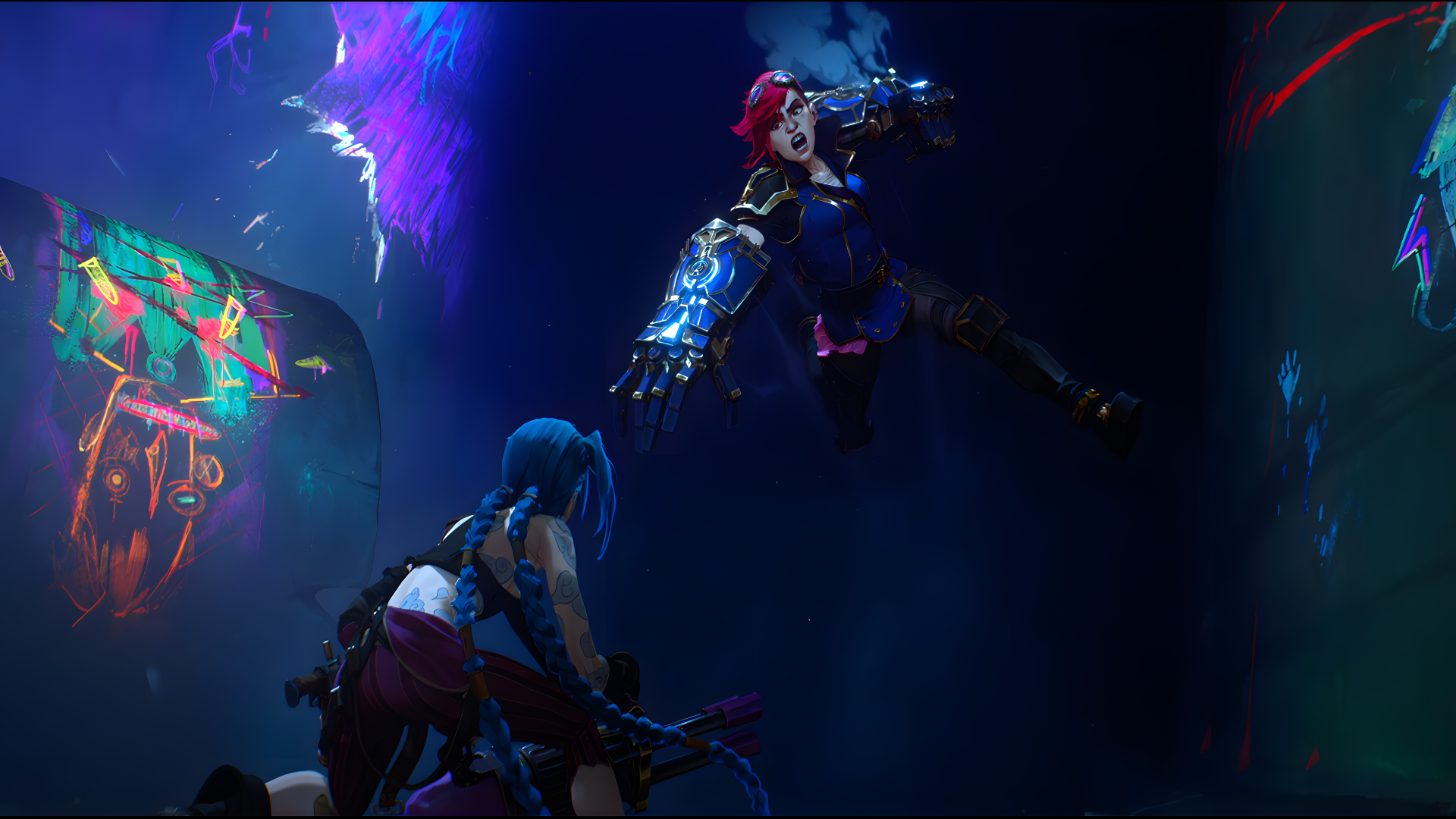 Arcane Season 2 HD Wallpaper: Jinx vs. Vi Showdown
