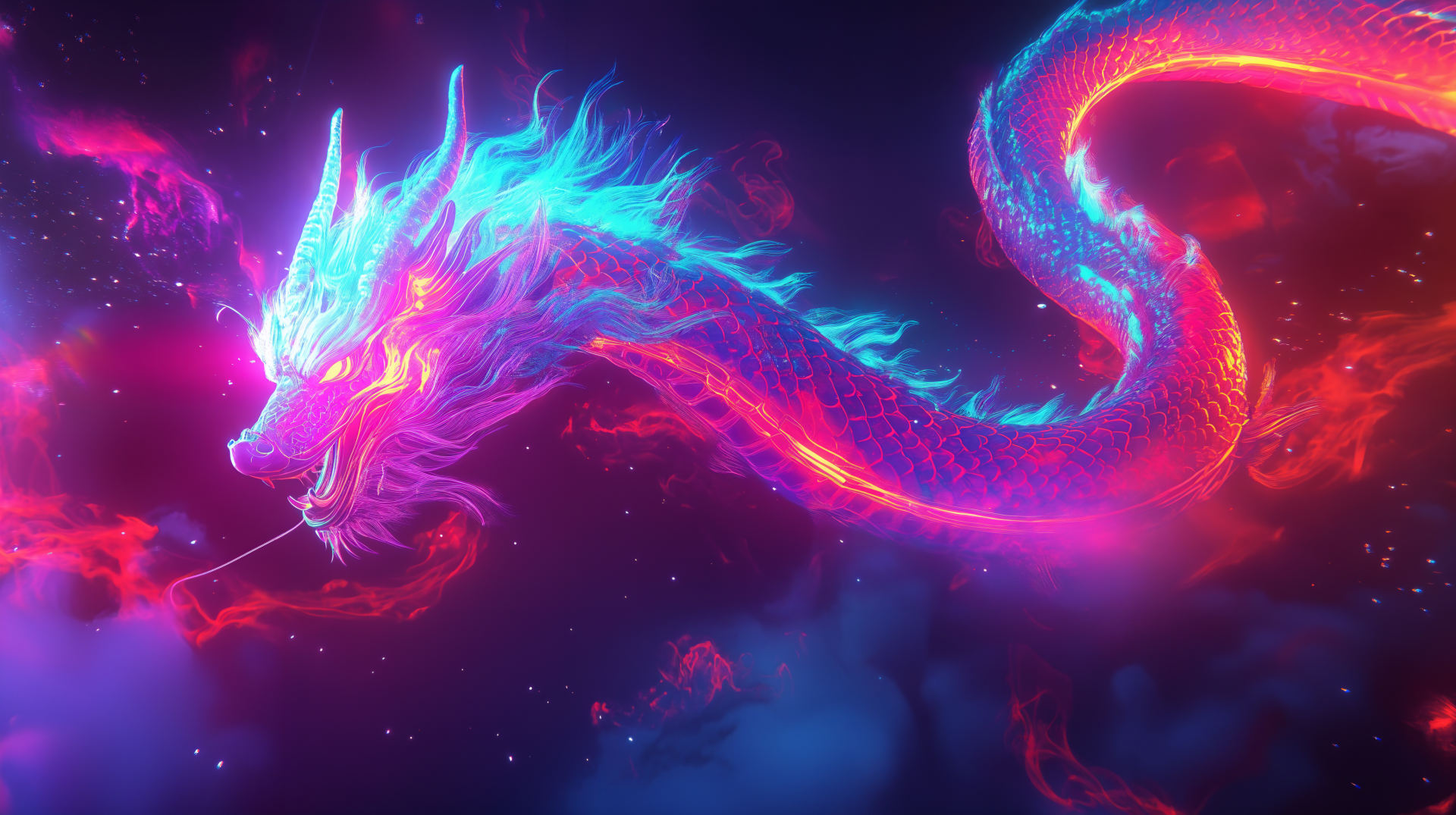 Neon Dragon: Stunning 4K Ultra HD Wallpaper by robokoboto