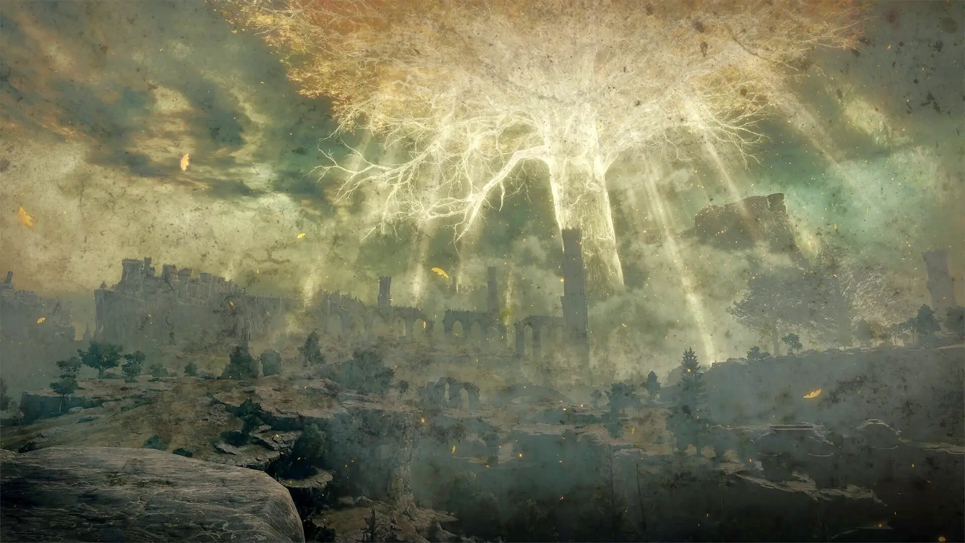 Elden Ring HD Wallpaper: Radiant Light Over the Shadowed Lands