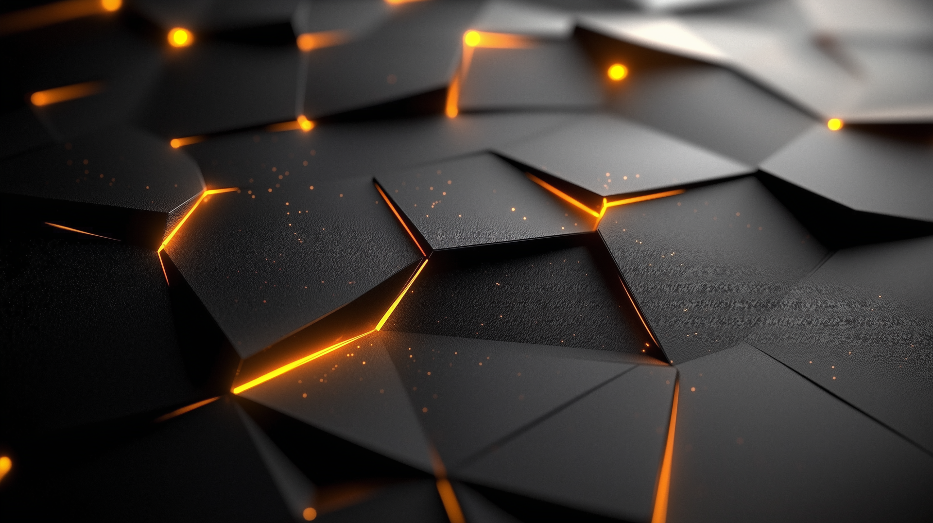 Glowing Orange Crackle: Abstract Black HD Wallpaper Design by michaldunaj