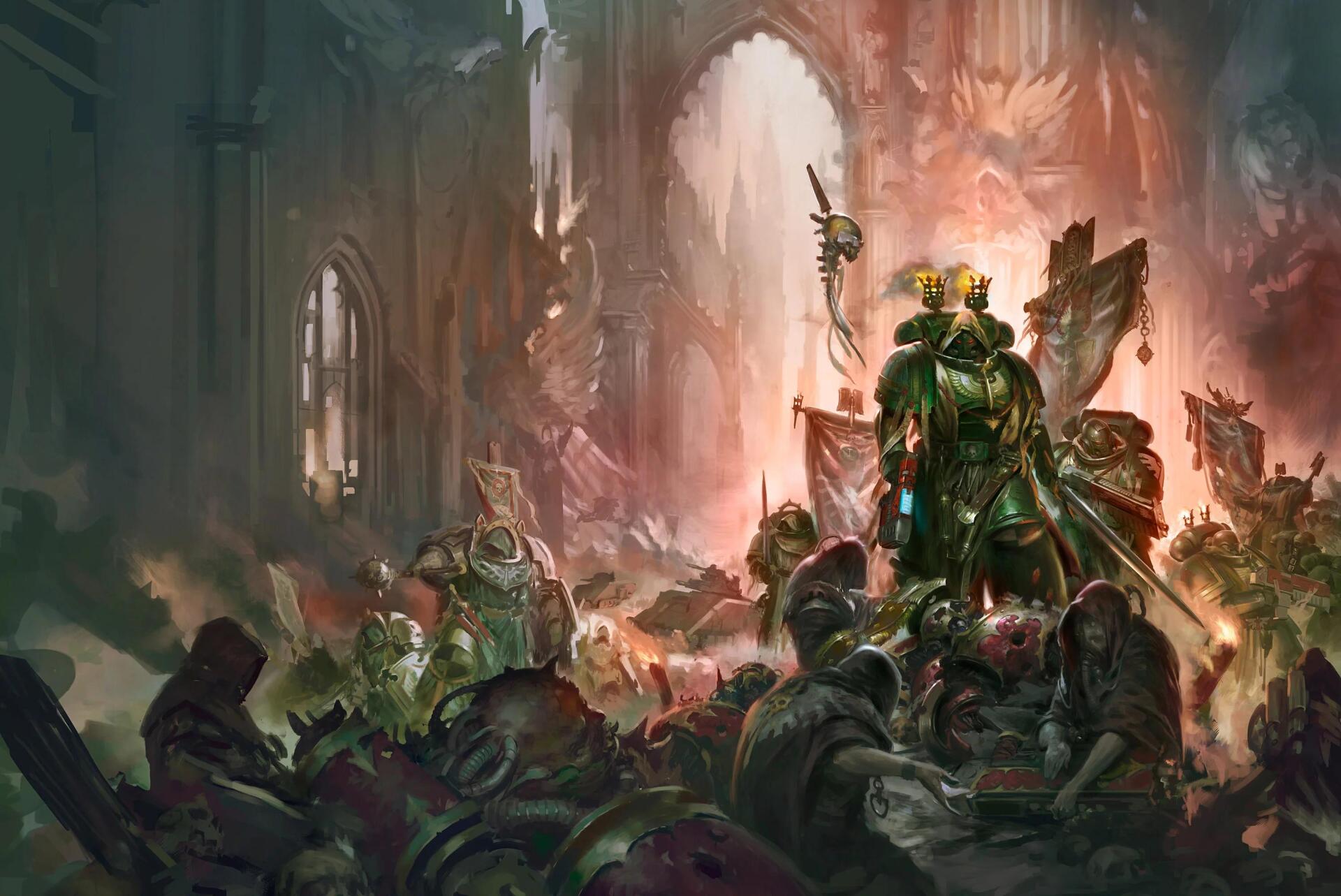 Dark Angels HD Wallpaper: A Battle in Warhammer 40k