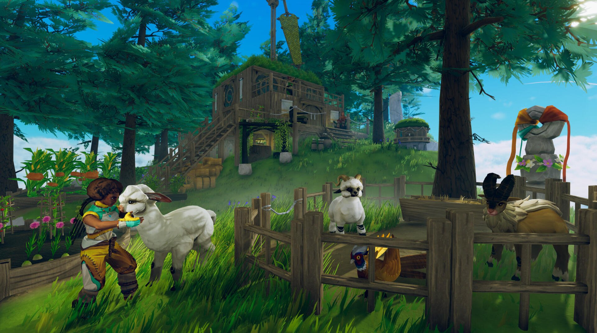 Aloft Adventure: HD Wallpaper of Whimsical Farm Life