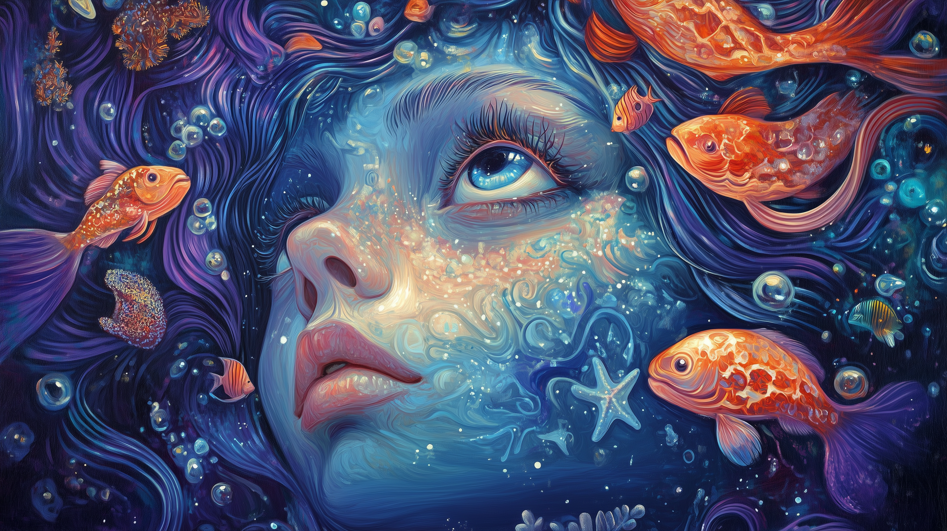 Dreamy Fantasy: Artistic Fish Girl HD Wallpaper by patrika