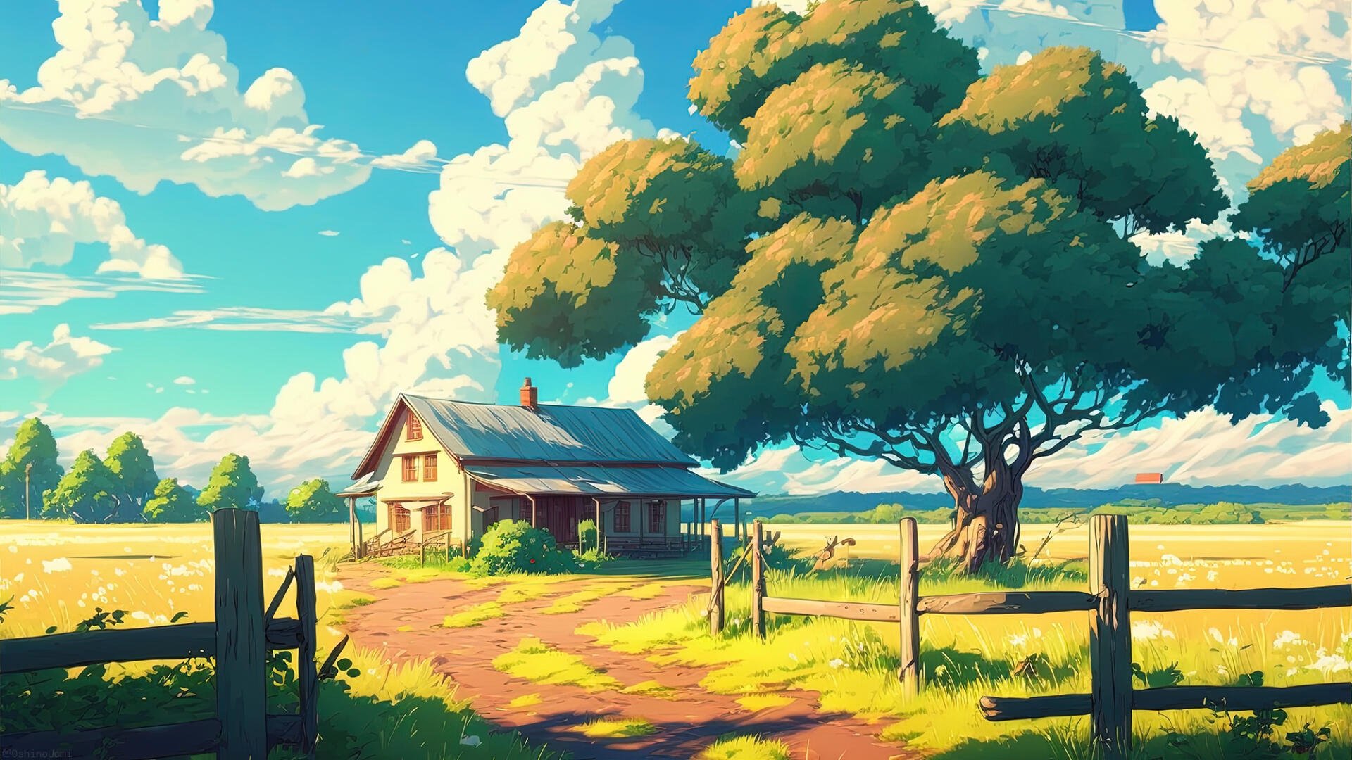 4K Ultra HD Anime Landscape: Vibrant Digital Art Serenity | 3840x2160 ...