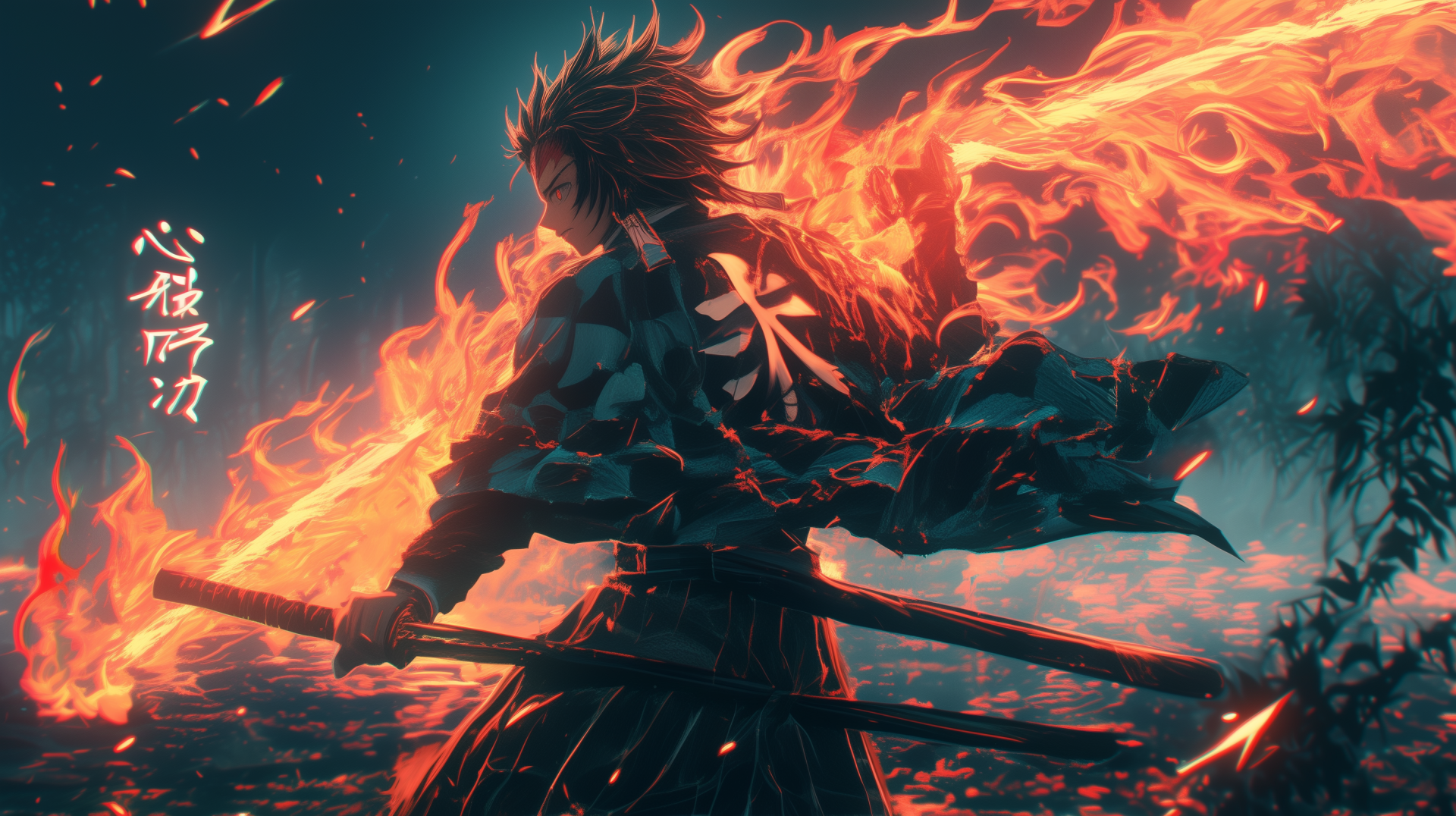 HD Wallpaper of Tanjiro Kamado from Demon Slayer: Fire Embrace by patrika