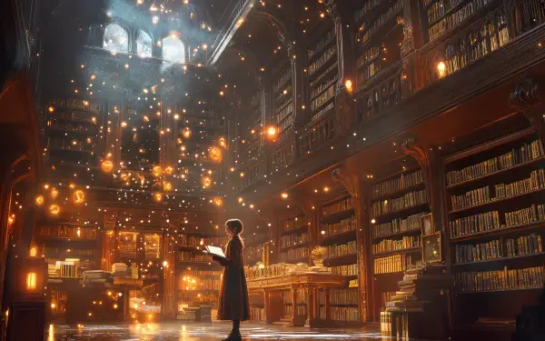 Enchanting Anime Library - HD Wallpaper