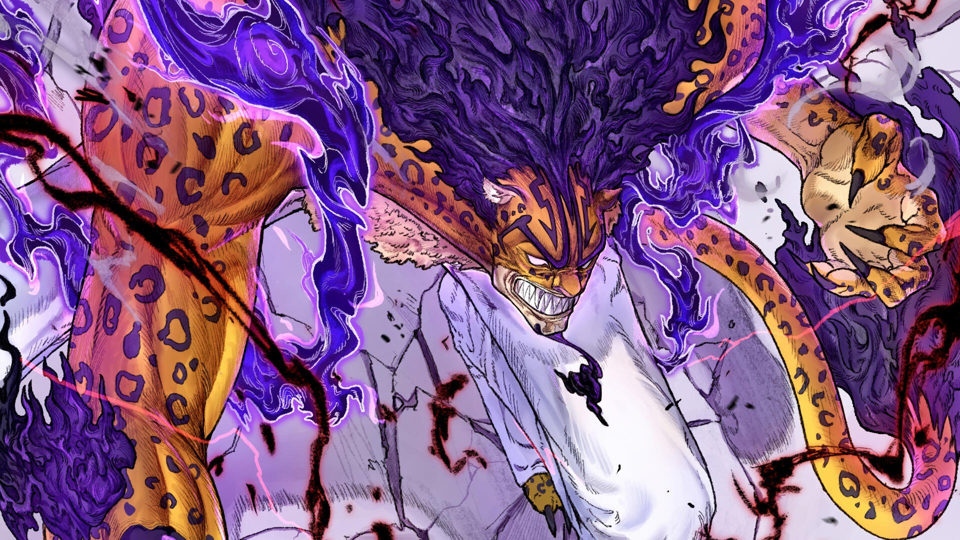 One Piece: Lucci's Beast Awakening - 4K Ultra HD Wallpaper