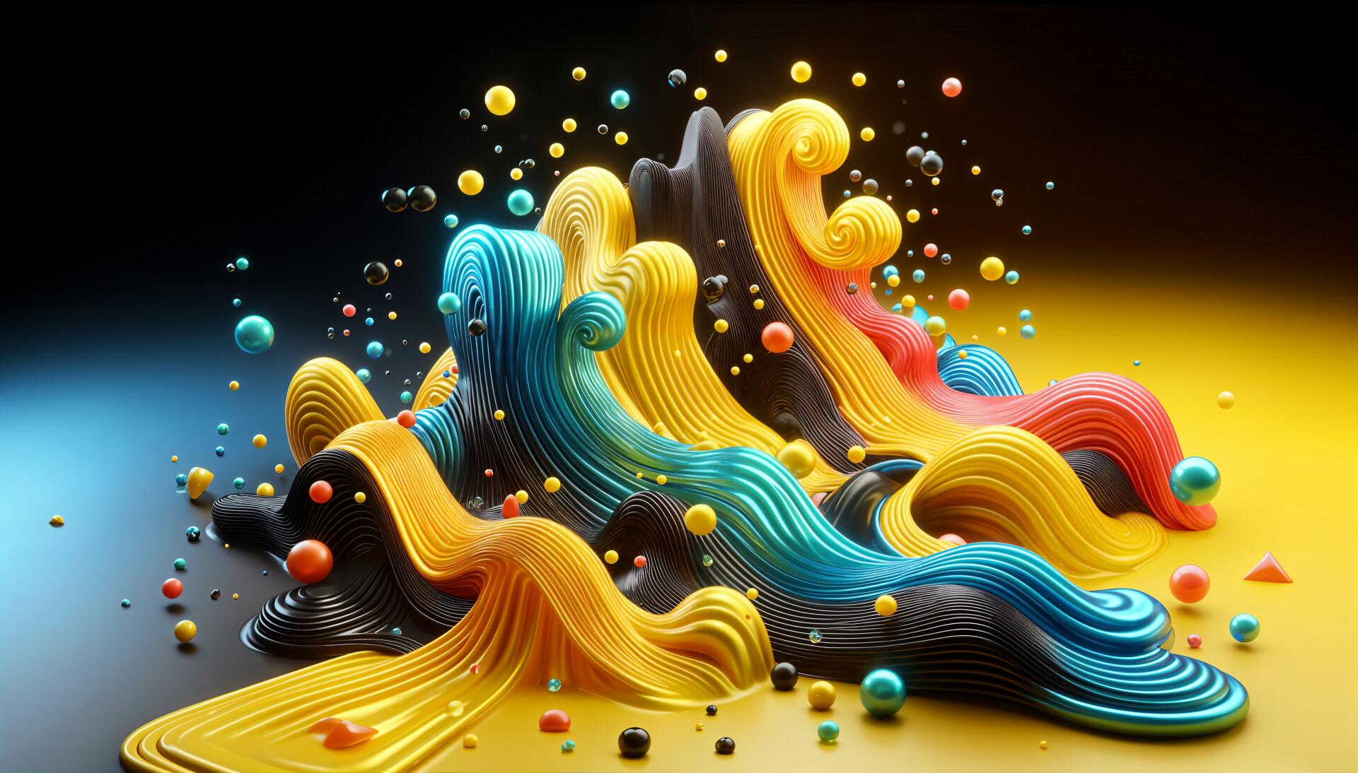 Colorful Waves of 3D Liquid by lonewolf6738 | 4576x2608 | Wallpaper Abyss