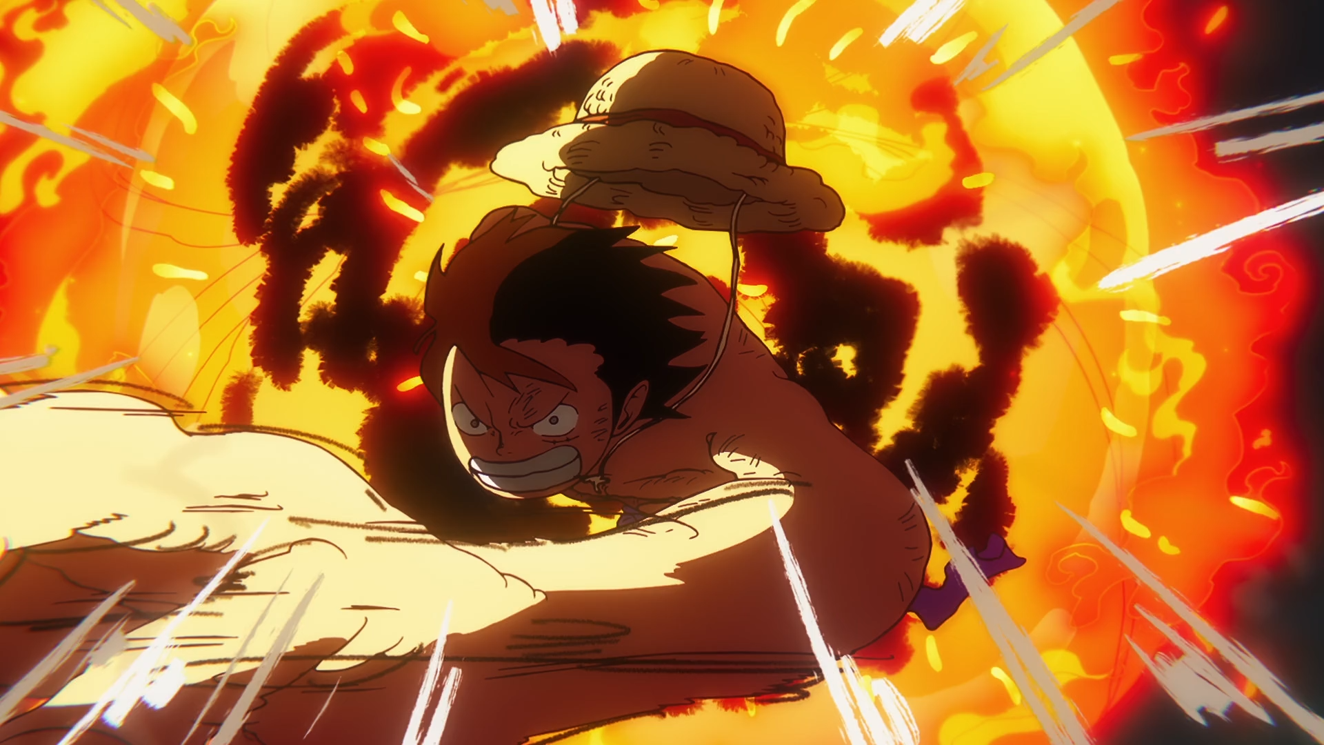 One Piece HD — Monkey D. Luffy's Fiery Punch Wallpaper | 1920x1080 ...