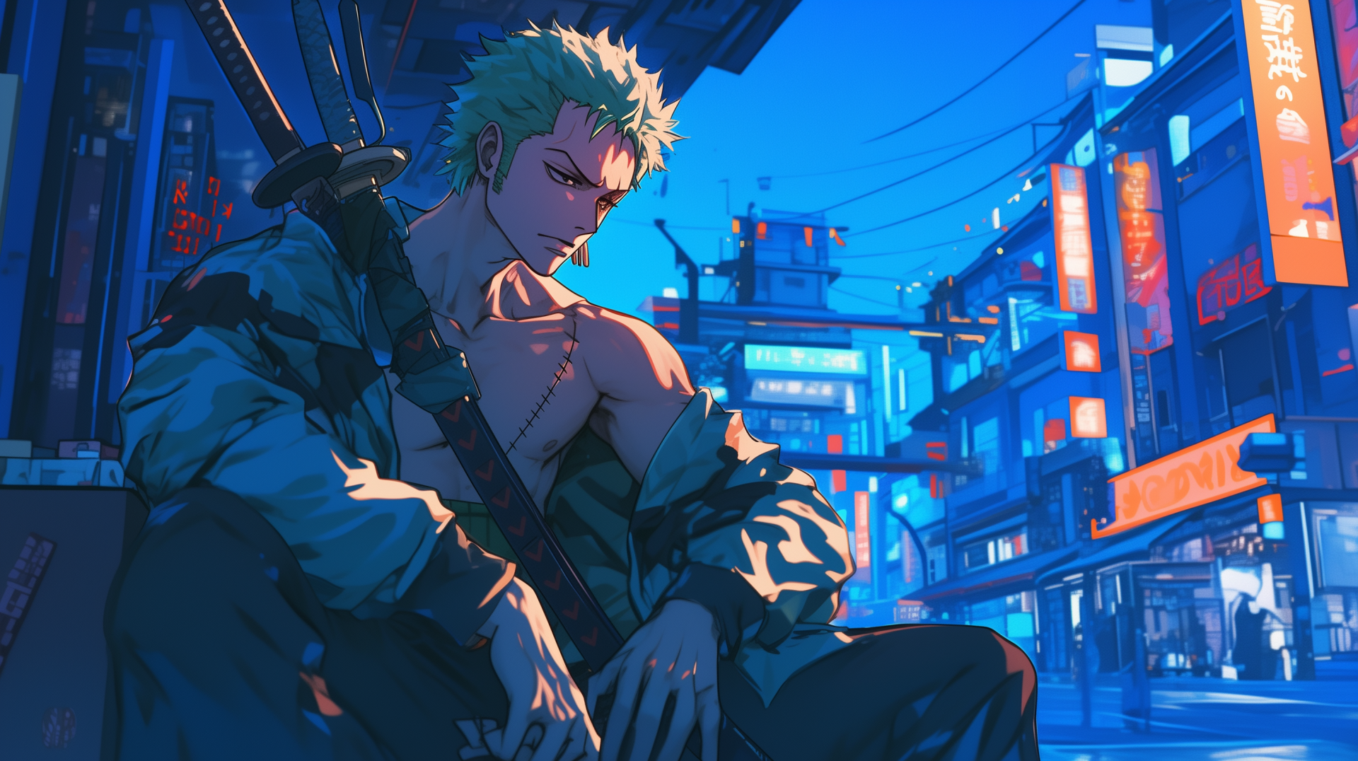 Download Roronoa Zoro One Piece AI Art HD Wallpaper | 2912x1632 ...