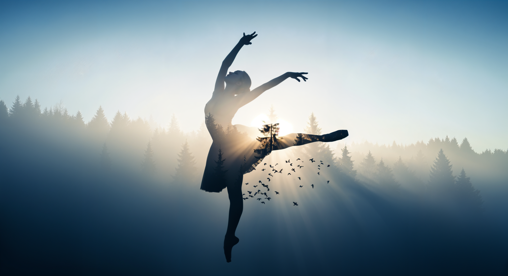 Dawn Dance: 4K Ballerina Silhouette Wallpaper by QuantumCurator