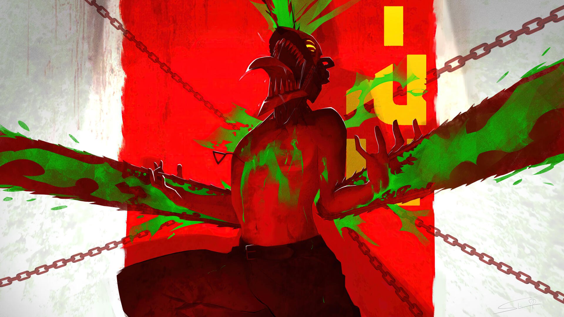 Chainsaw Man 4K Wallpaper — Crimson Chains & Devil Wings | 3840x2160 ...