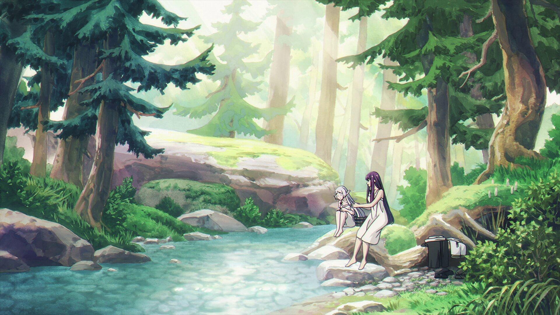 Frieren: Beyond Journey's End — Frieren & Fern in Forest (HD Wallpaper)