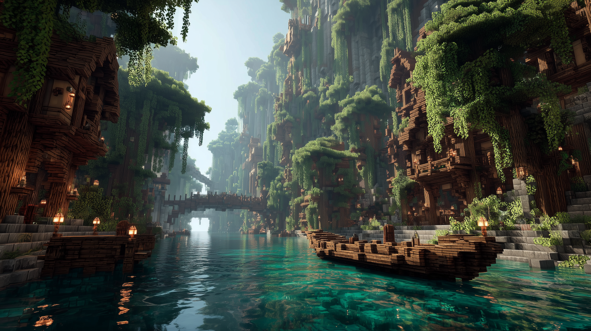 2K Minecraft Seaport — AI-Crafted Jungle Harbor