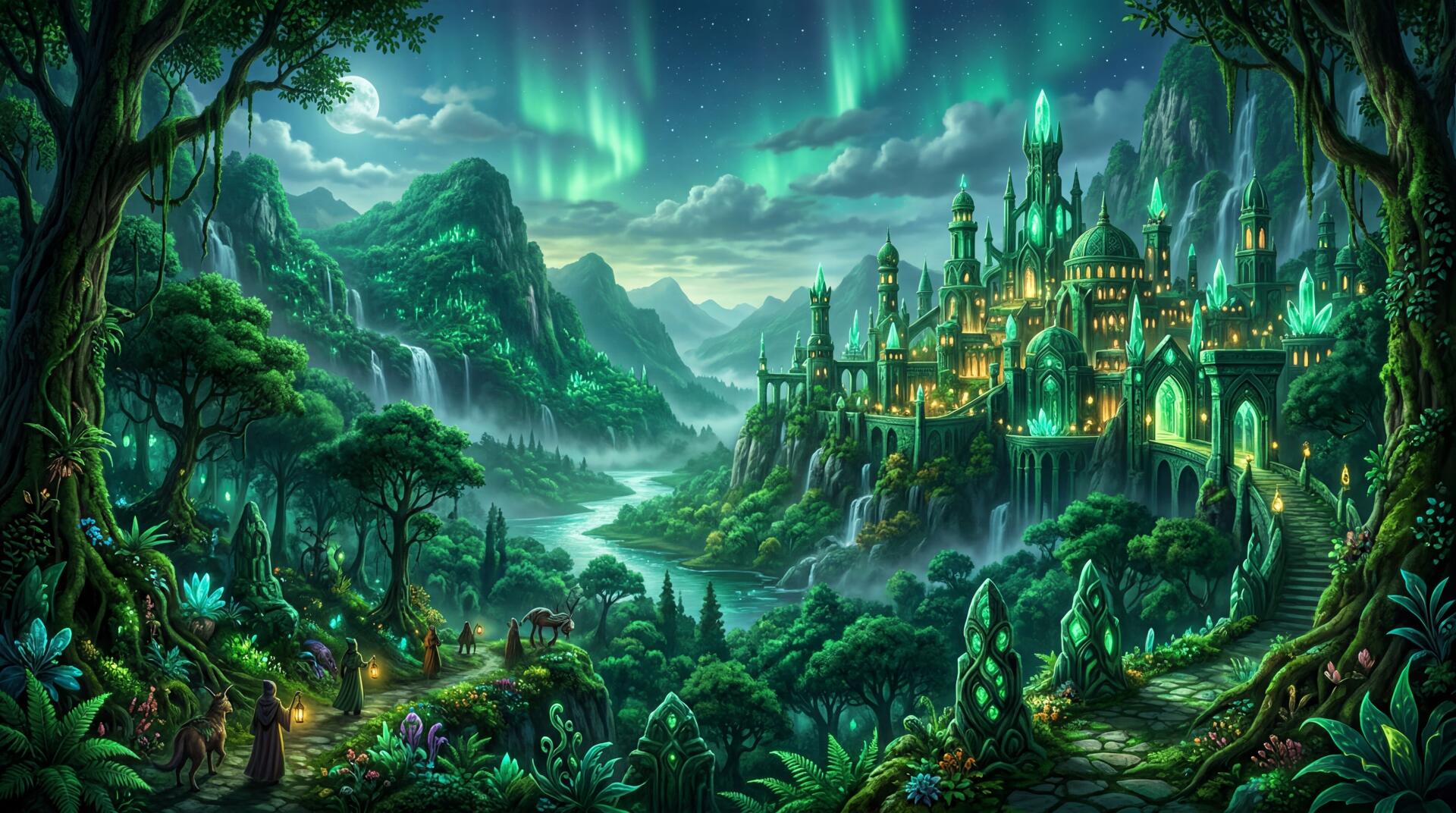 Emerald Enclave — Fantasy Castle 5K Ultra HD Wallpaper by robokoboto ...