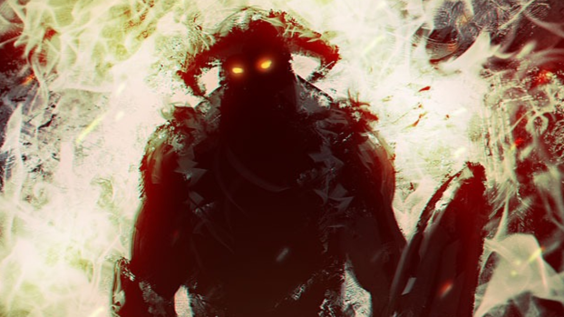 Epic Fantasy Warrior in Fiery Shadows – HD Wallpaper