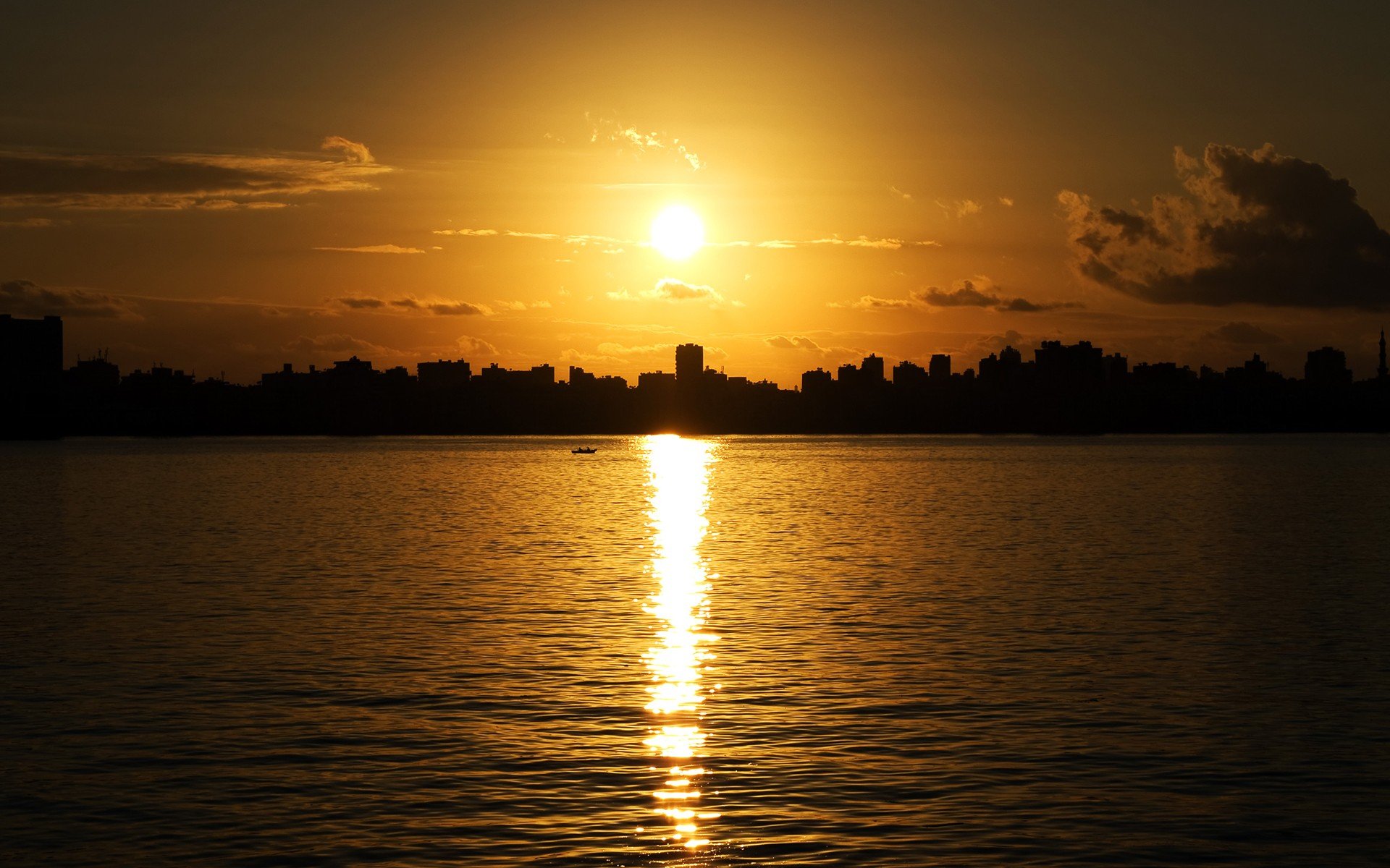 Download Cloud Water Ocean City Sun Nature Sunset HD Wallpaper ...