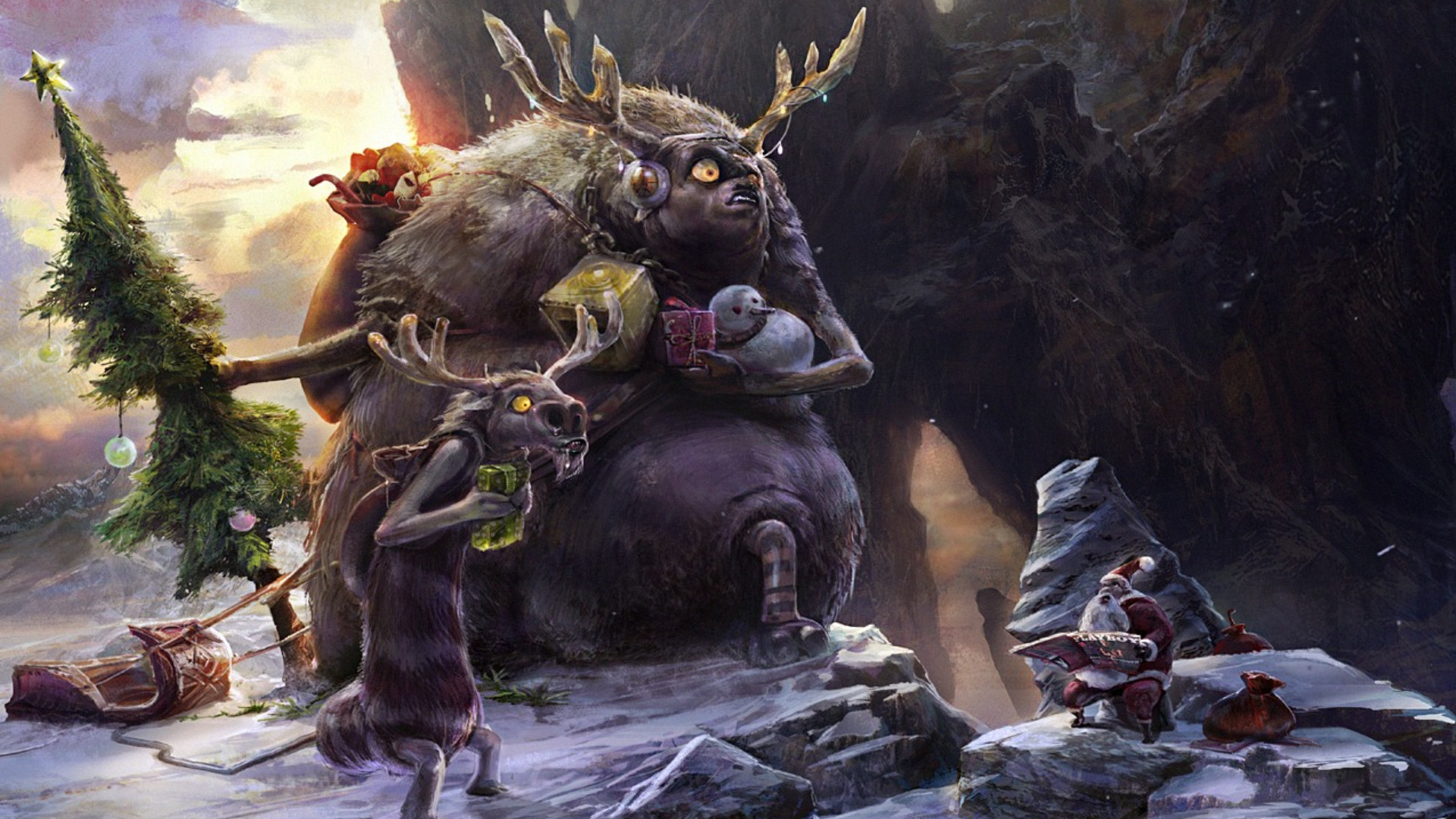 Download Creature Santa Holiday Christmas HD Wallpaper