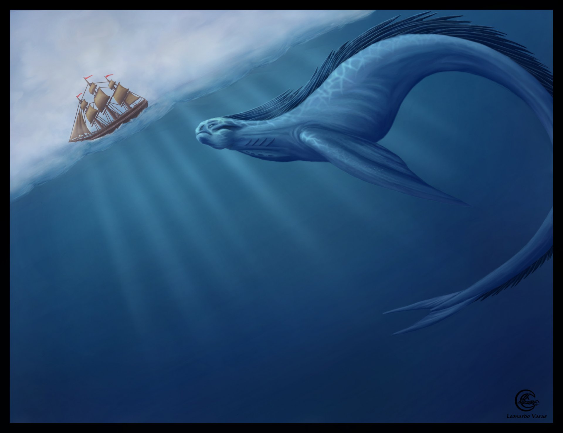 Epic Fantasy Sea Monster HD Wallpaper