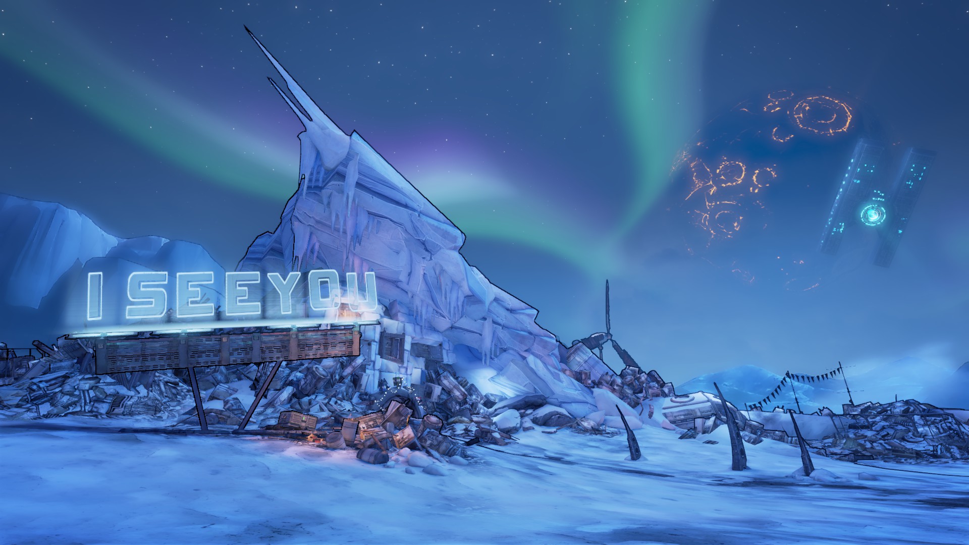 Borderlands 2 HD Blue Arctic Night Video Game Wallpaper